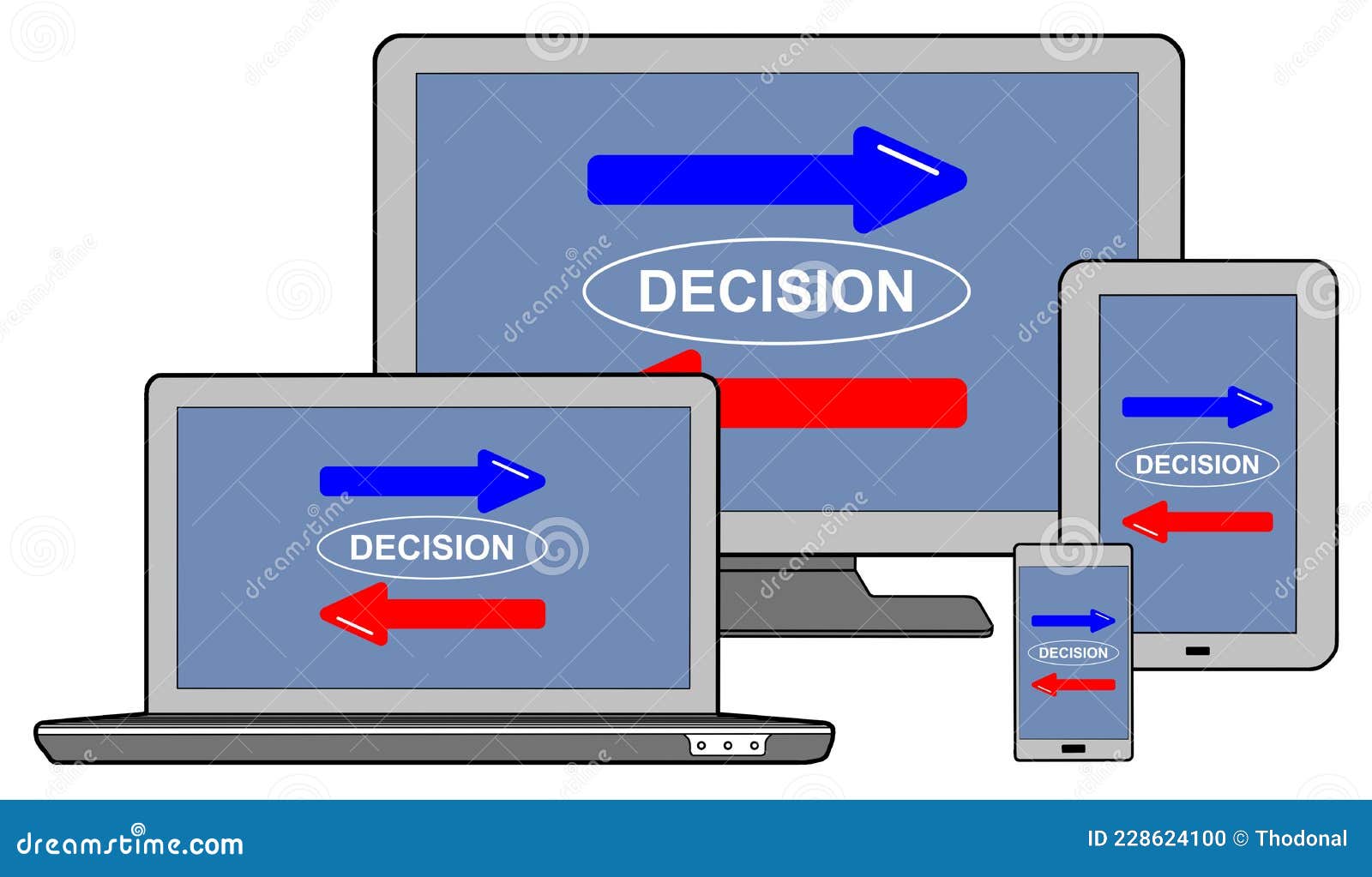 Decision Concept on Different Devices Stock Illustration - Illustration ...