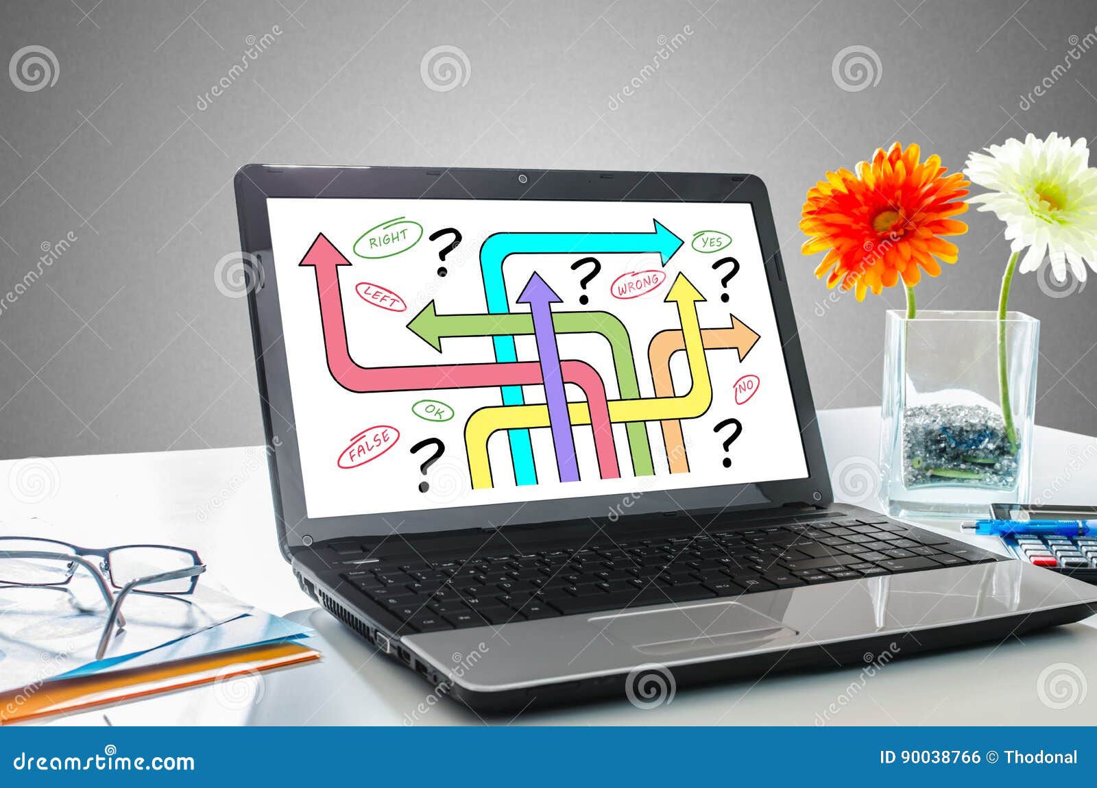Decision Concept on a Laptop Screen Stock Illustration - Illustration ...