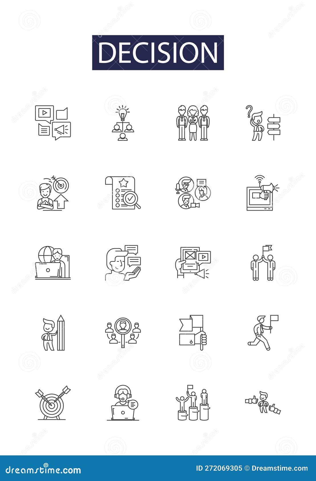Decision Line Vector Icons and Signs. Deciding, Resolving, Concluding ...