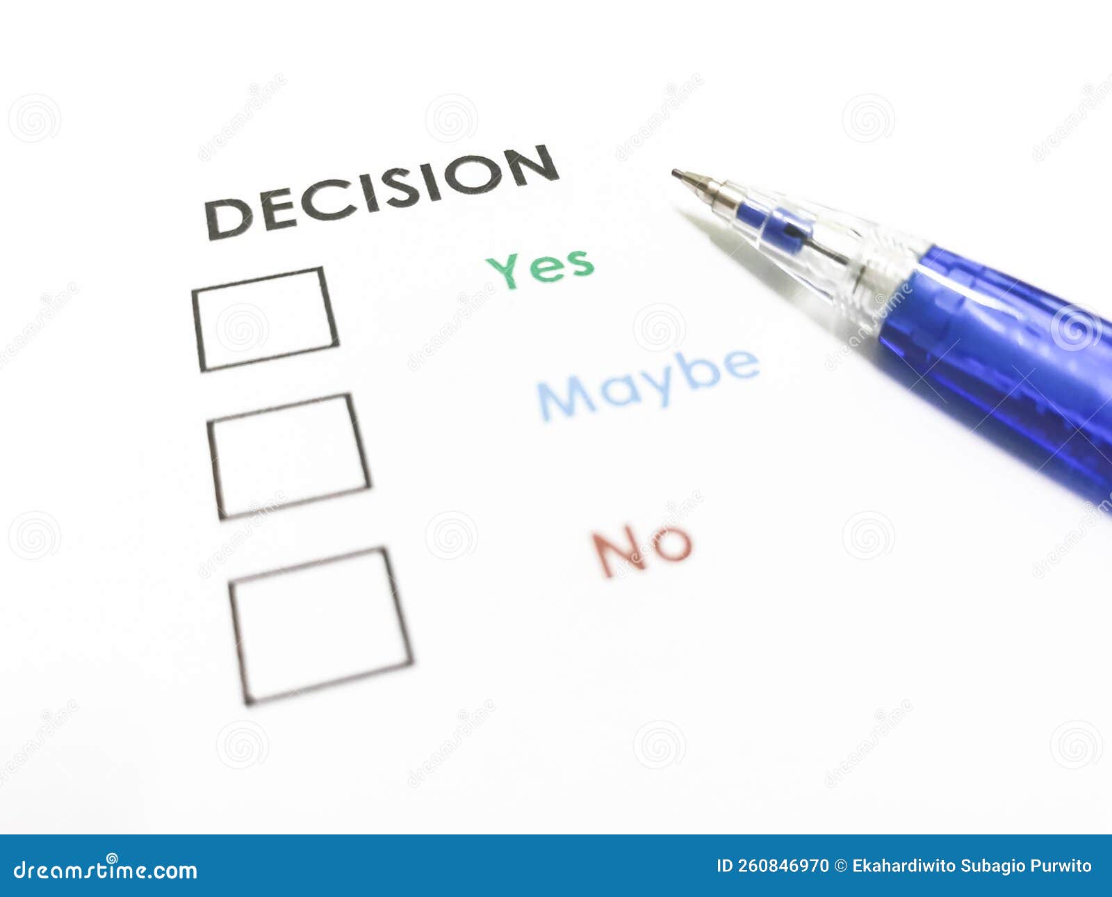 Decision Making Concept with Details and Blank Checkbox. Stock Photo ...