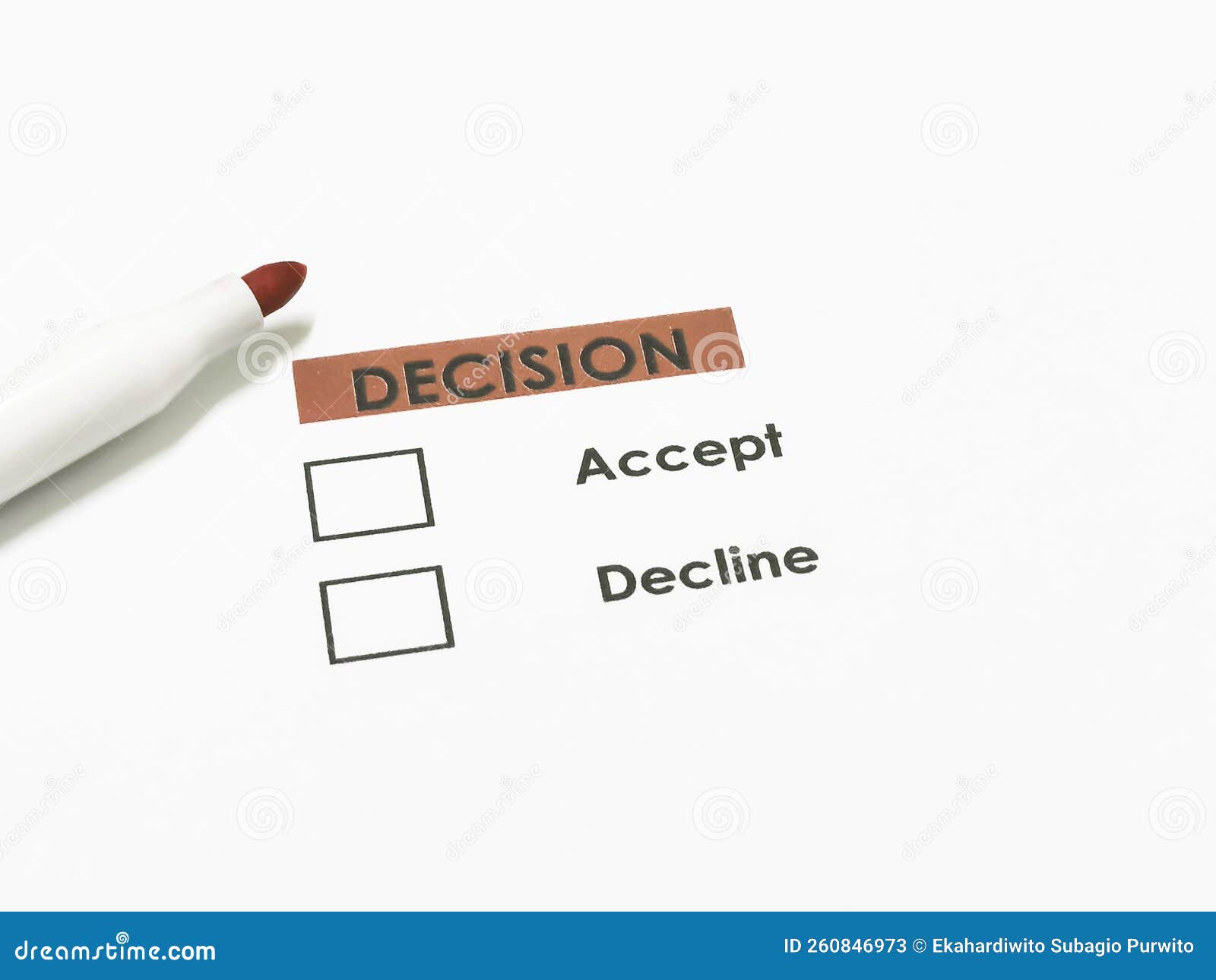 Decision Making Concept with Details and Blank Checkbox. Stock Image ...