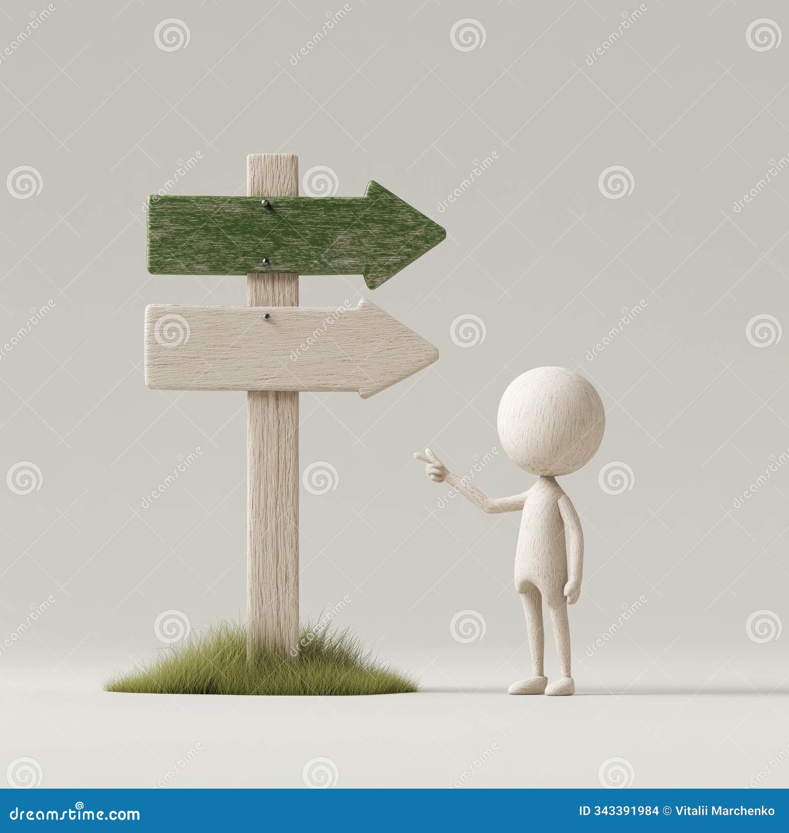 Decision Making Concept with Simplistic Figure Pointing at Directional ...