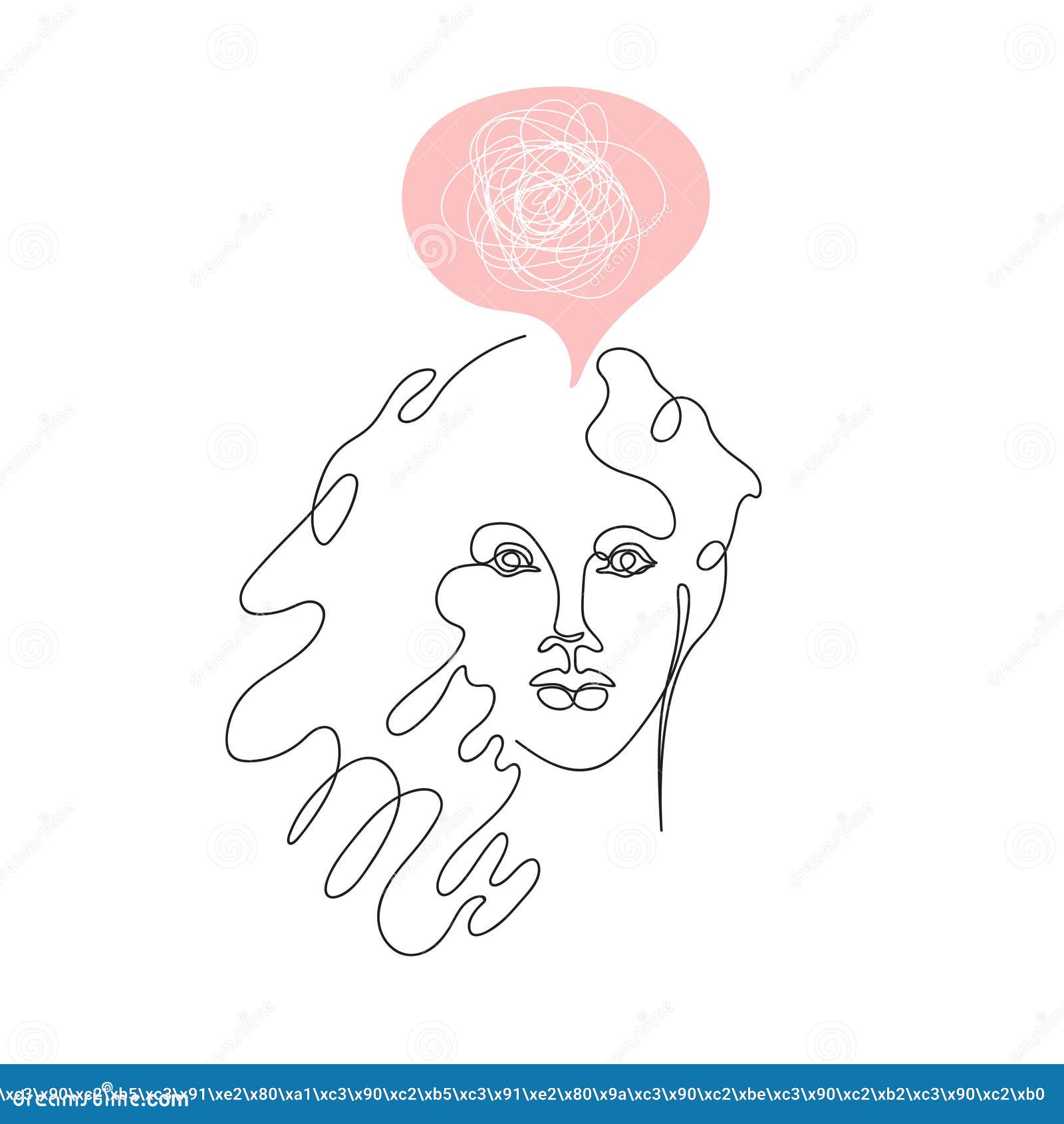 Decision Making. Female Face Drawn in One Line Stock Vector ...