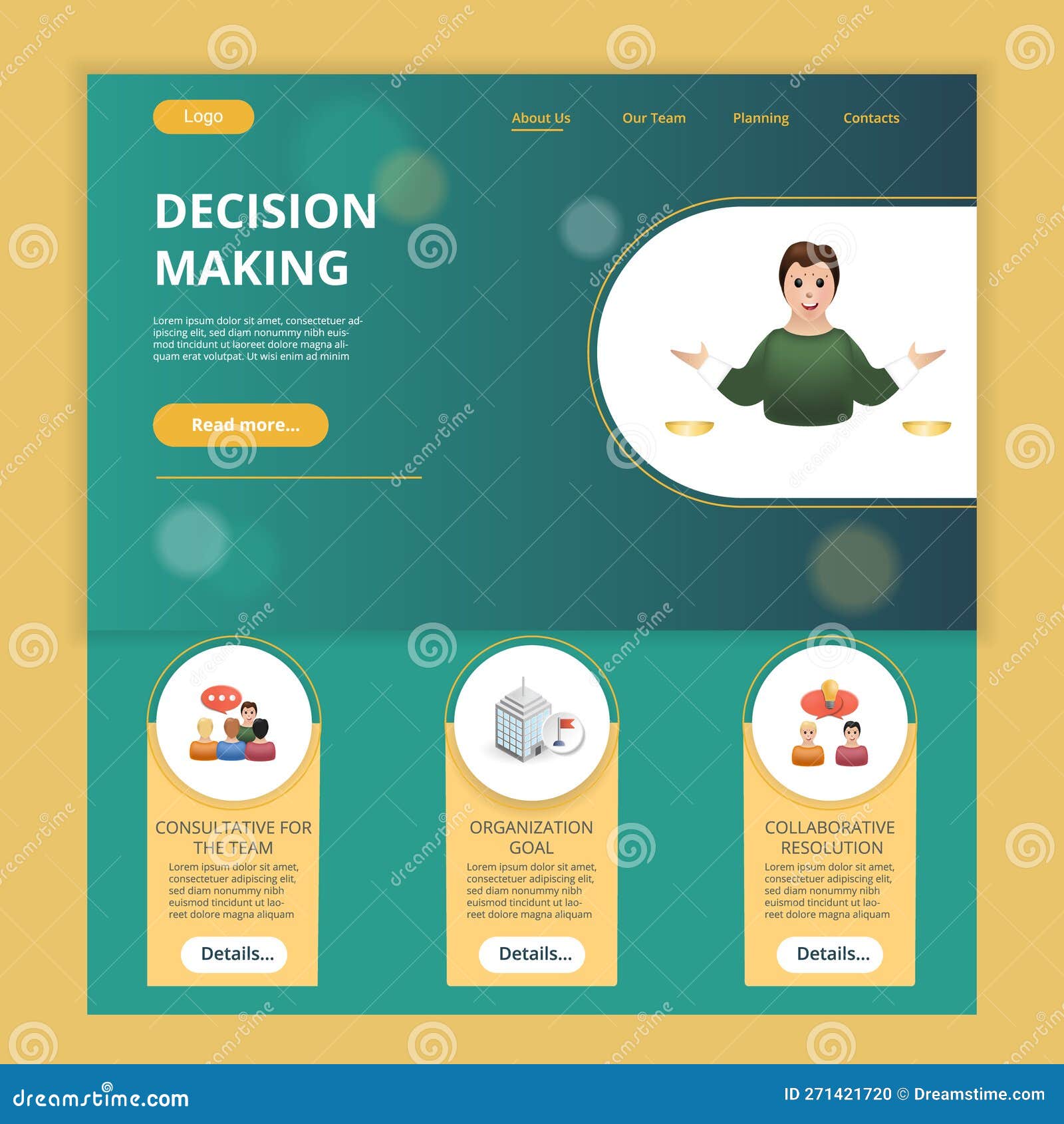 Decision Making Flat Landing Page Website Template. Consultative for ...