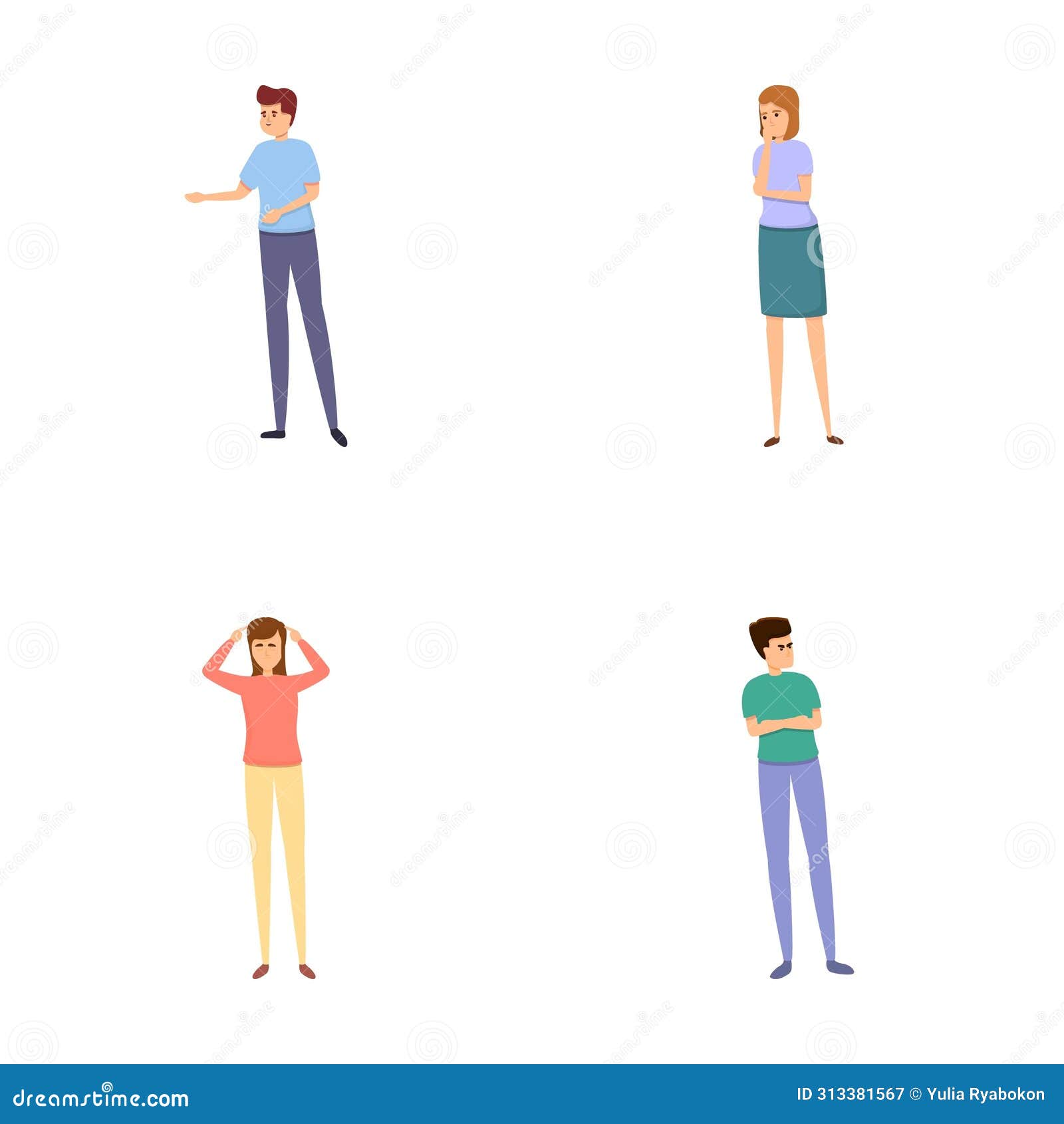Decision Making Icons Set Cartoon Vector. Various Man and Woman ...
