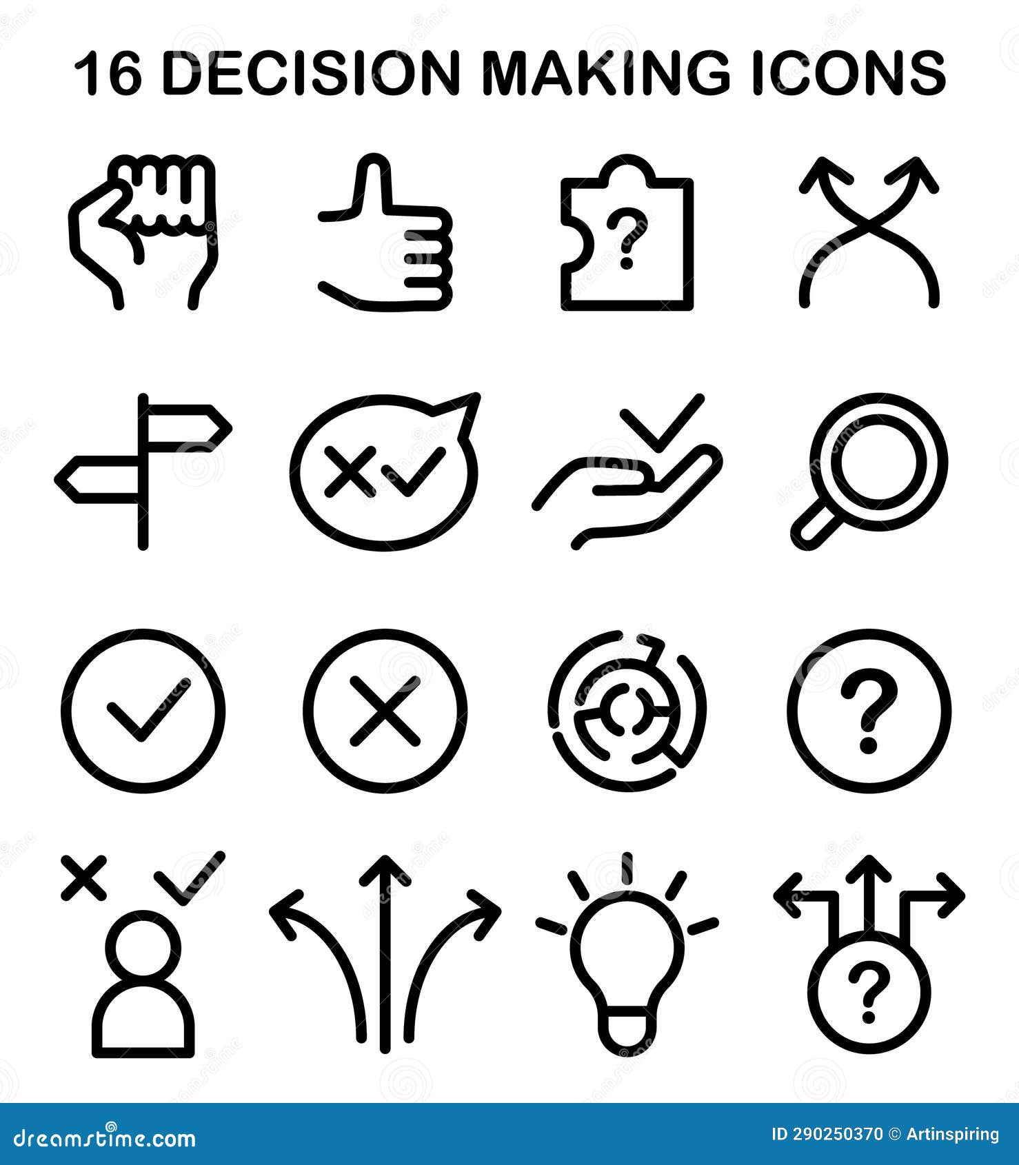 Decision-making Icons Set. Strategic Thinking, Brainstorming and ...