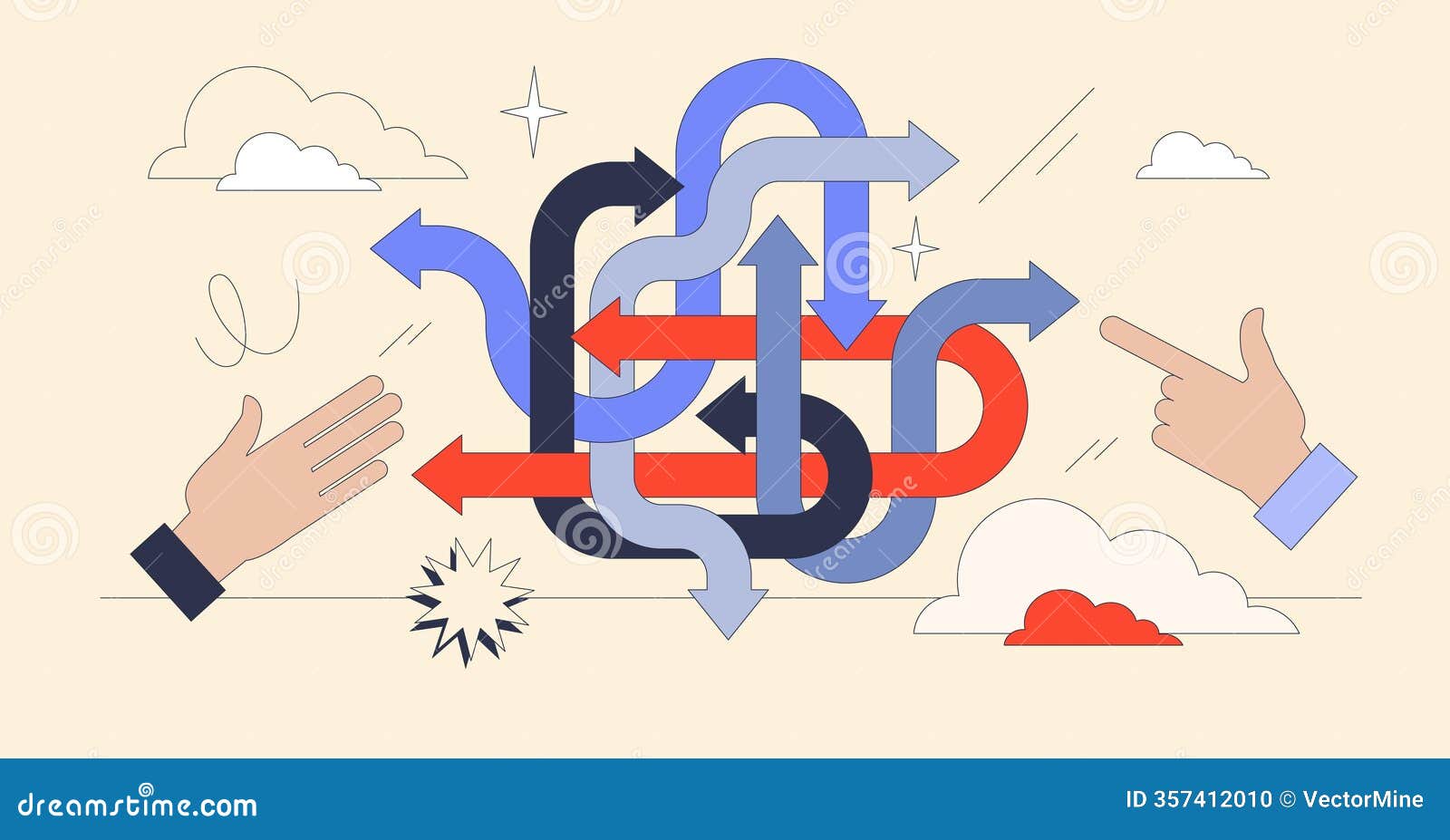 Decision-making Involves Navigating Complex Paths with Guiding Hands and Stock Vector ...