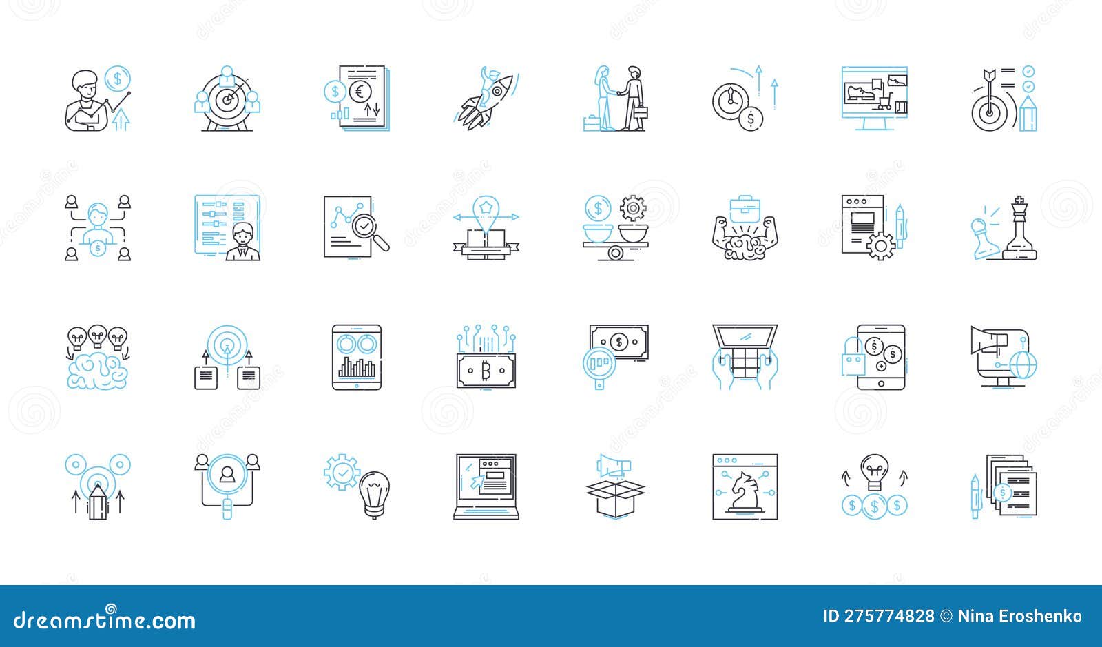 Decision-making Linear Icons Set. Analysis, Evaluation, Judgment ...