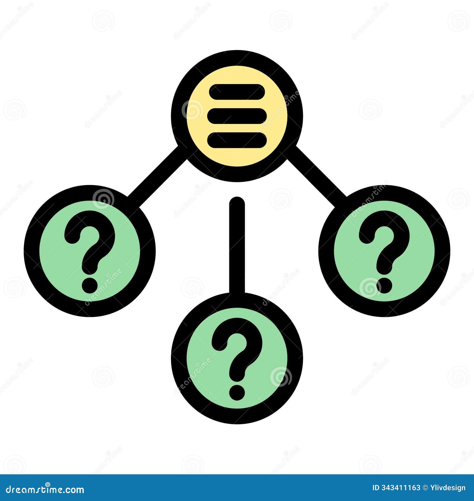 Decision Making Process Icon Depicting Multiple Question Marks Cartoon ...