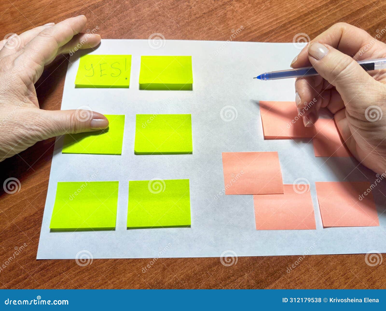 Decision-Making Process with Sticky Notes on Table. a Person is ... Decision-Making Process with Sticky Notes on Table. a Person is ...