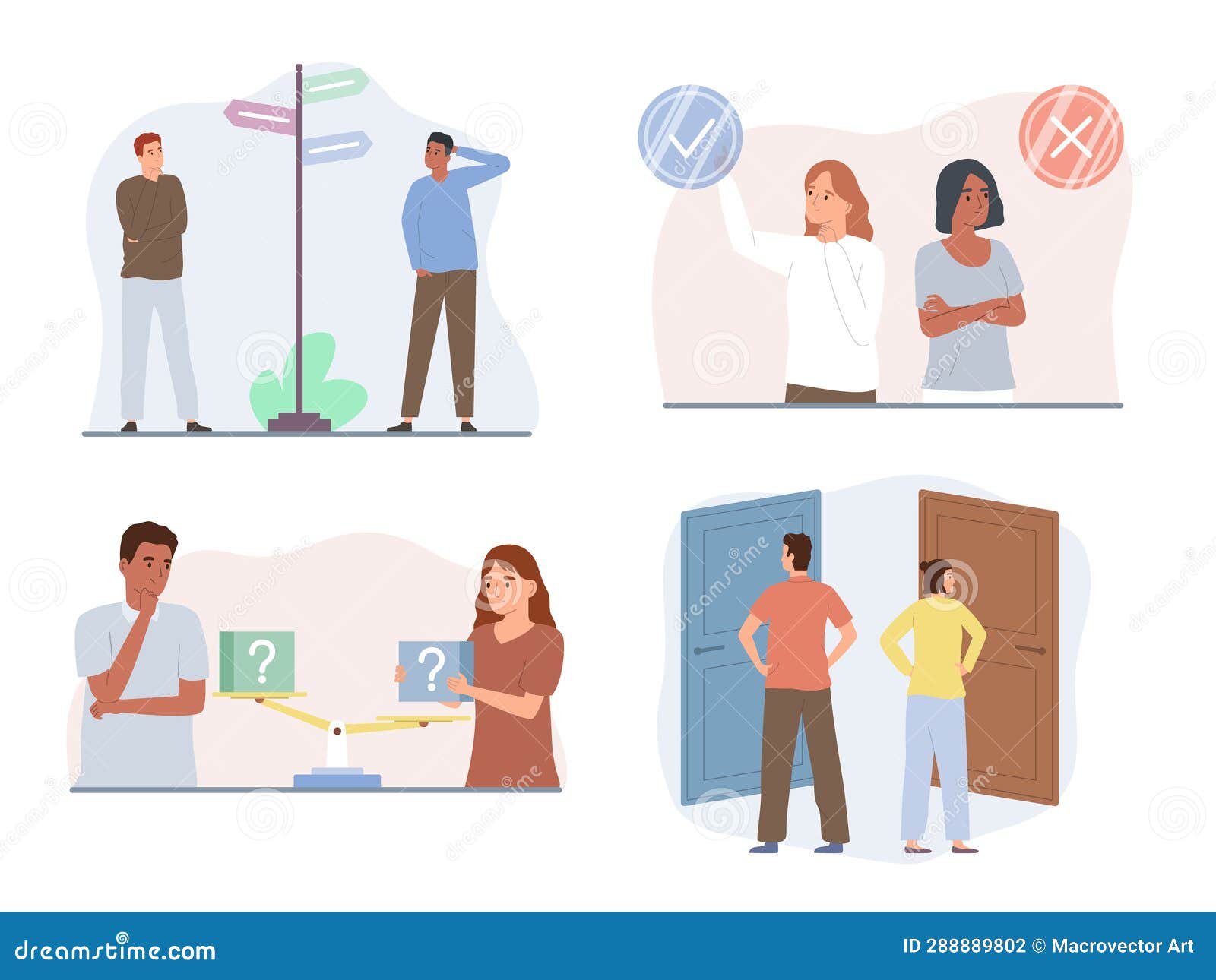 Decision Making Set stock illustration. Illustration of concept - 288889802