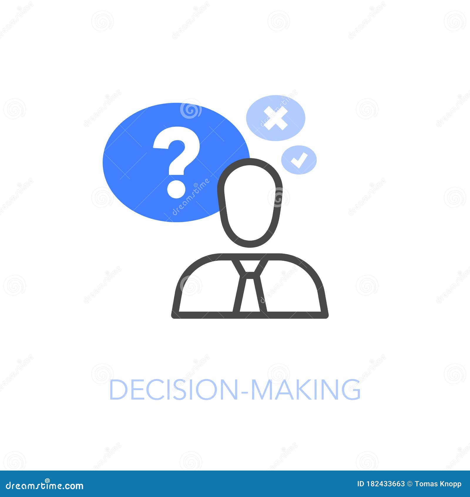 Decision Making Symbol with a Person and Think Bubbles Stock Vector ...