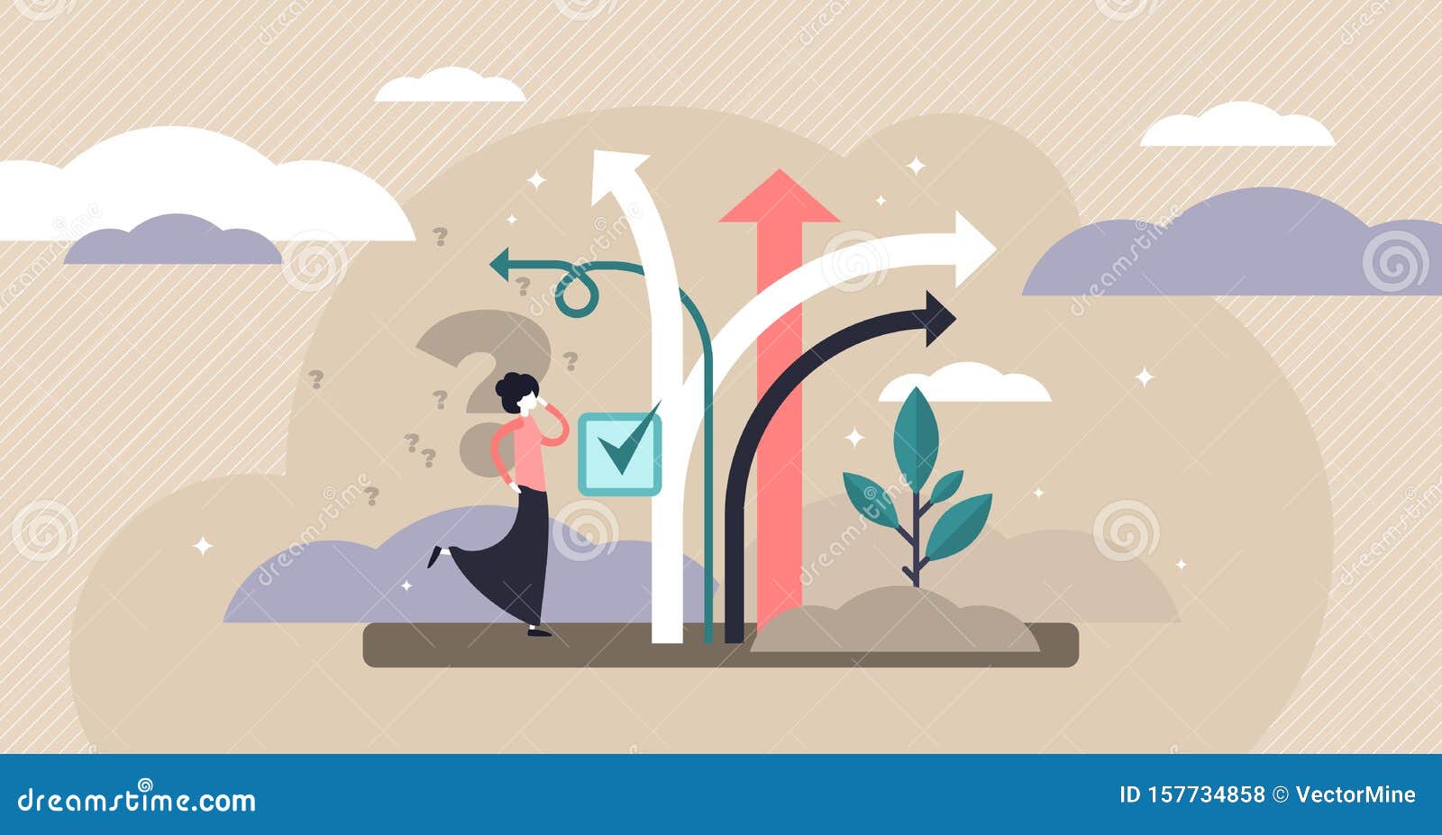 Decision Making Vector Illustration. Tiny Choose Options Persons ... Decision Making Vector Illustration. Tiny Choose Options Persons ...