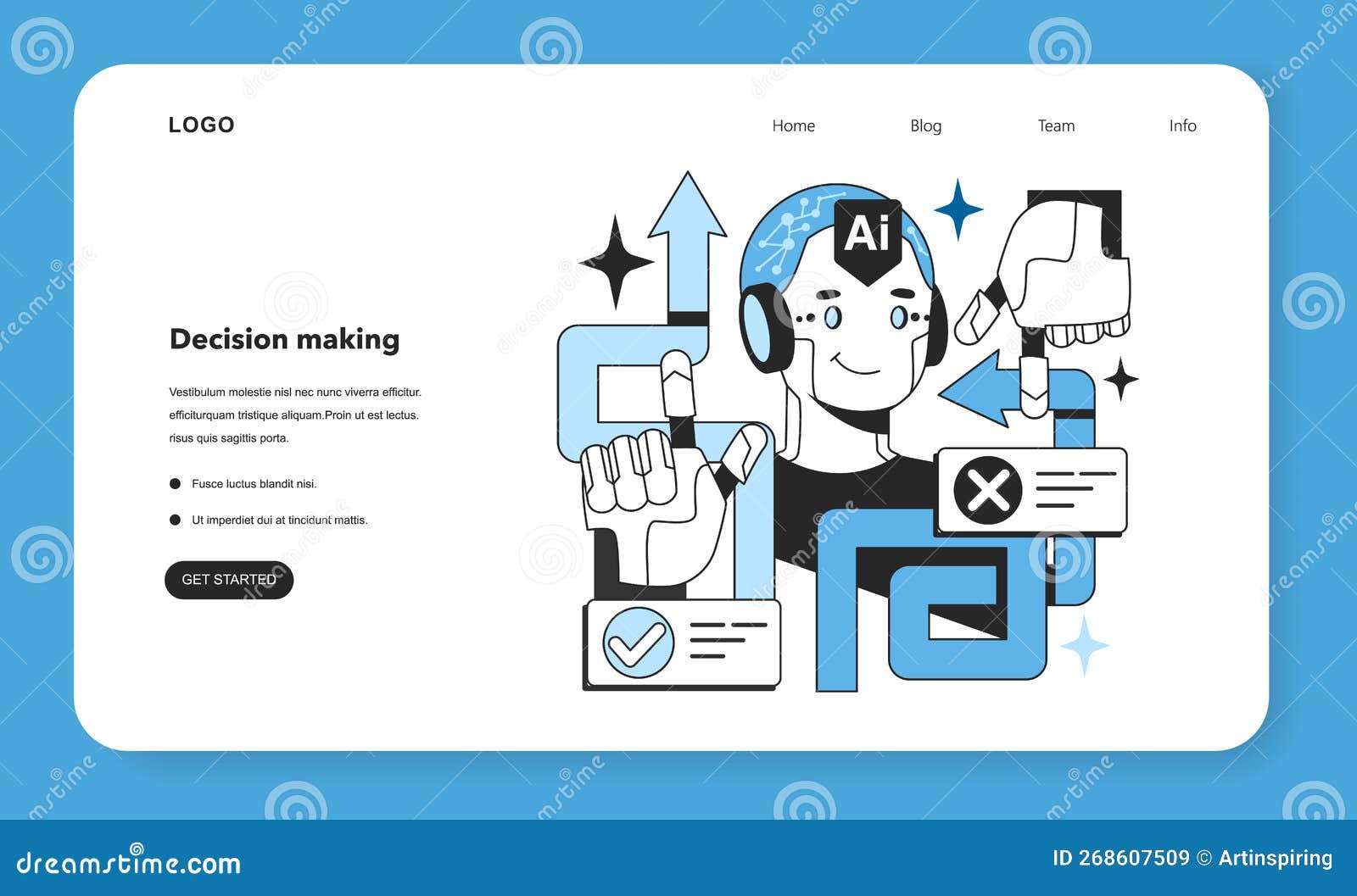 Decision Making Web Banner or Landing Page. Artificial Neural Network ...