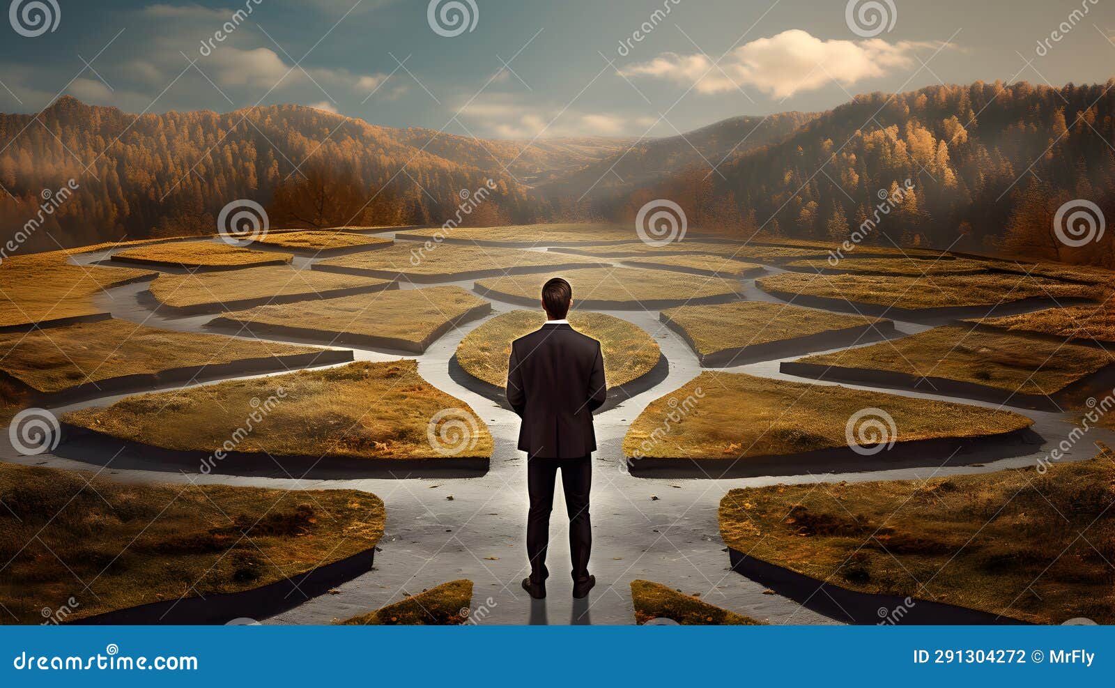 Man Standing At Crossroad Choosing Right Path, Choice Concept ... Man Standing At Crossroad Choosing Right Path, Choice Concept ...