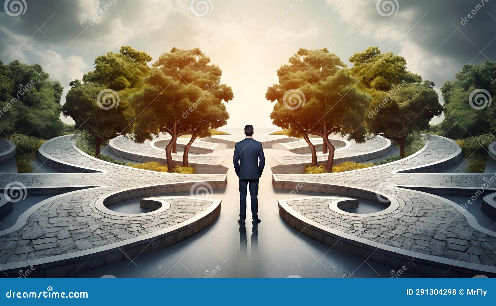 Man Standing At Crossroad Choosing Right Path, Choice Concept ... Man Standing At Crossroad Choosing Right Path, Choice Concept ...