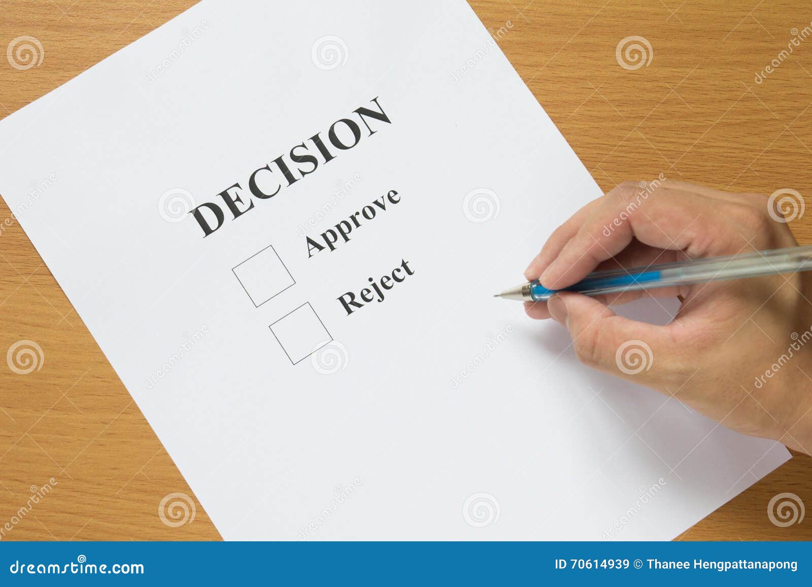 Decision Paper Wait for Check on Wood Table Stock Image - Image of ...