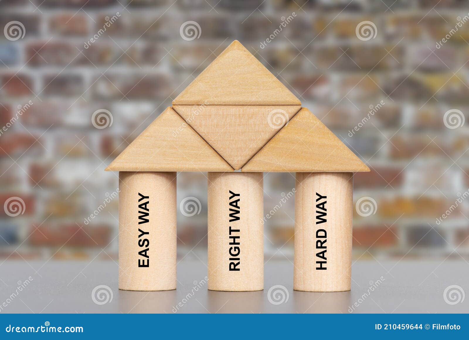 Decision of Right Way Printed on Wooden Pillars Stock Photo - Image of ...