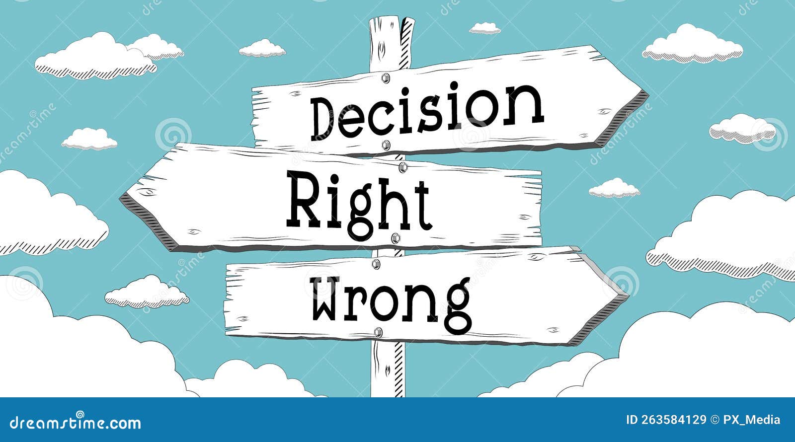 Decision, Right, Wrong - Outline Signpost with Three Arrows Stock ... Decision, Right, Wrong - Outline Signpost with Three Arrows Stock ...