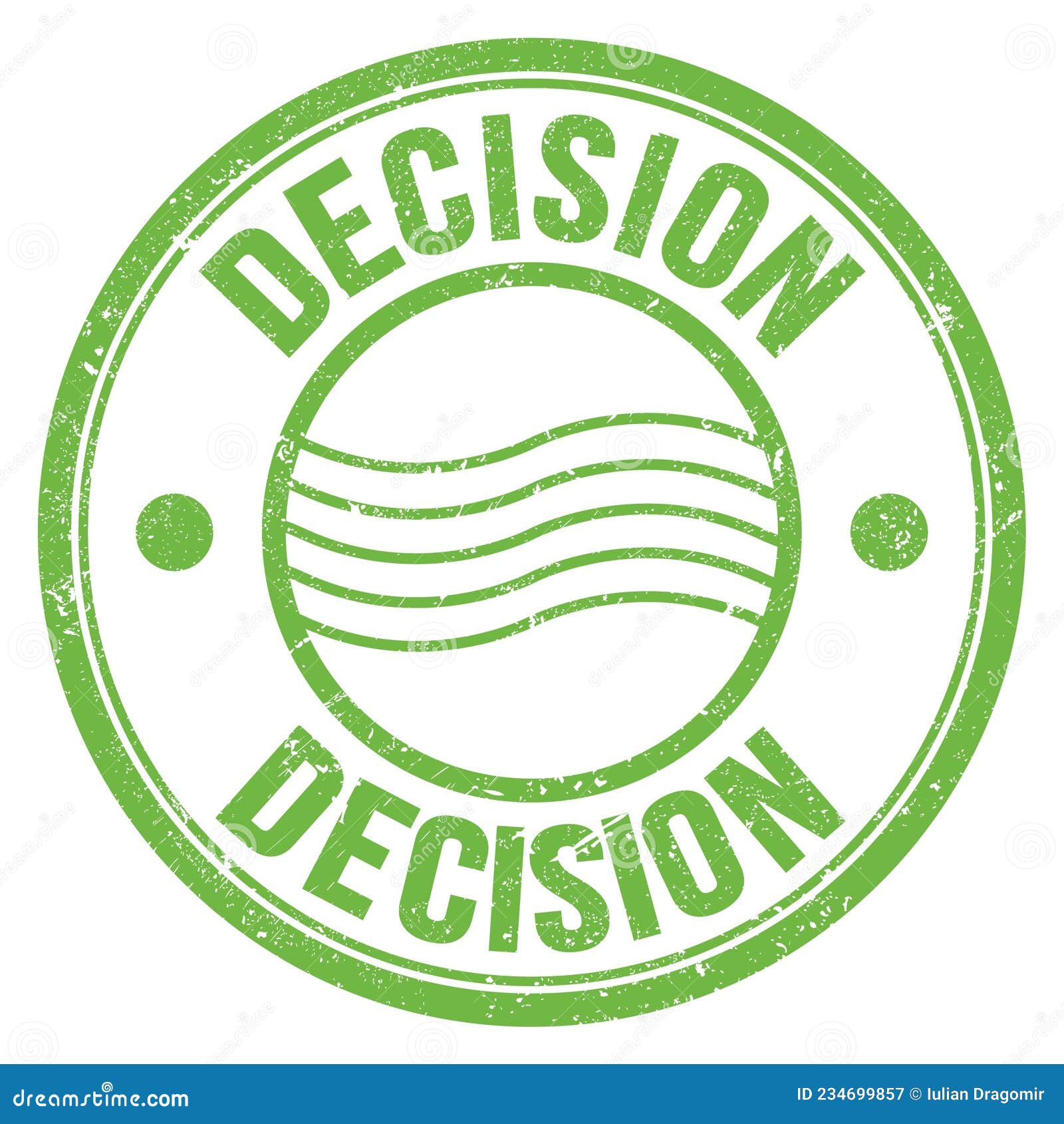 DECISION Text Written on Green Round Postal Stamp Sign Stock ...