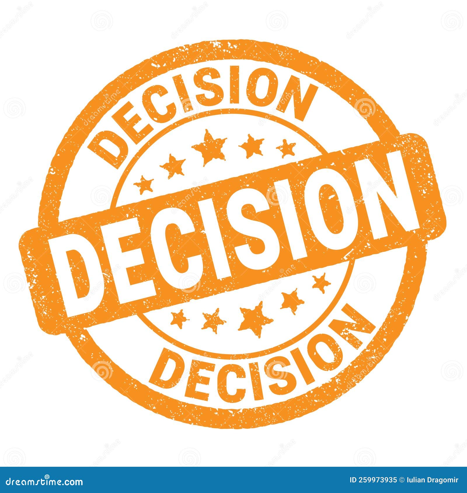 DECISION Text Written on Orange Round Stamp Sign Stock Illustration ...