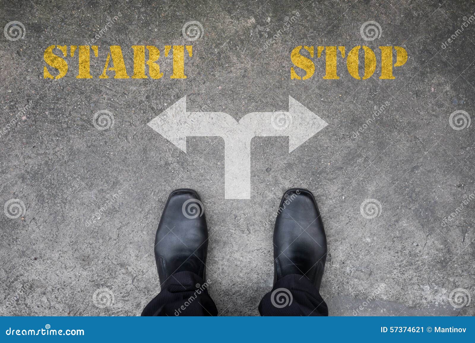 Decision To Make at the Cross Road - Start or Stop Stock Image - Image ...