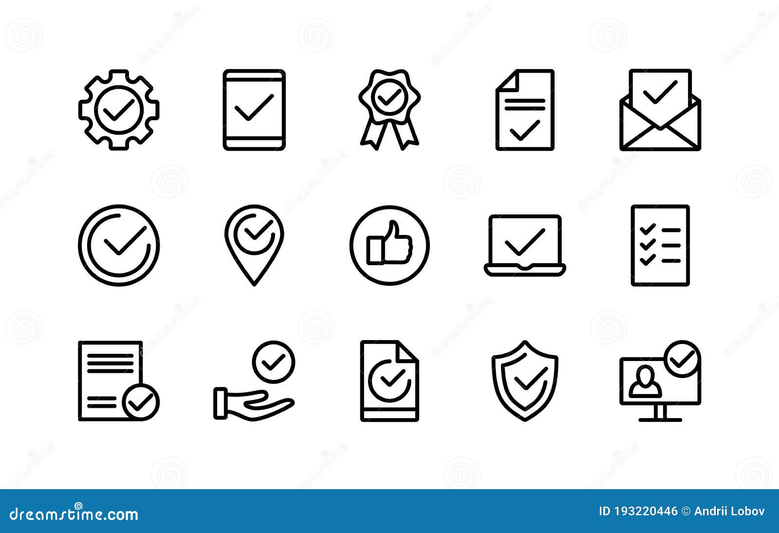 Decisions Approved Silhouette Icons Check. Marks Confirmation, Contract ...