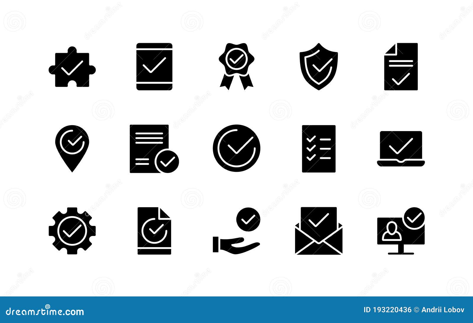 Decisions Approved Silhouette Icons Check. Marks Confirmation, Contract ...