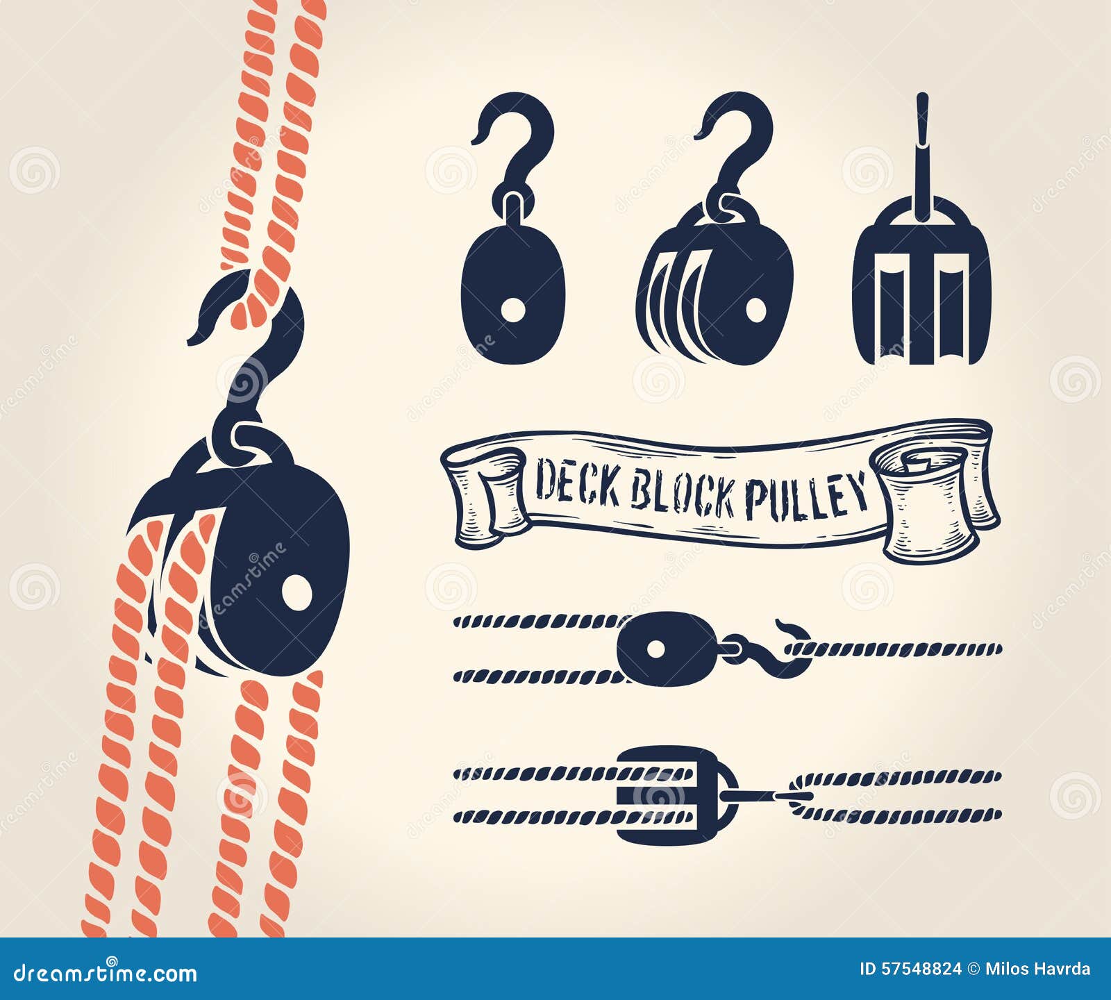 Wooden Pulley Of Cotton Threads. Handmade Logo Design. Hand Drawn Cute ...