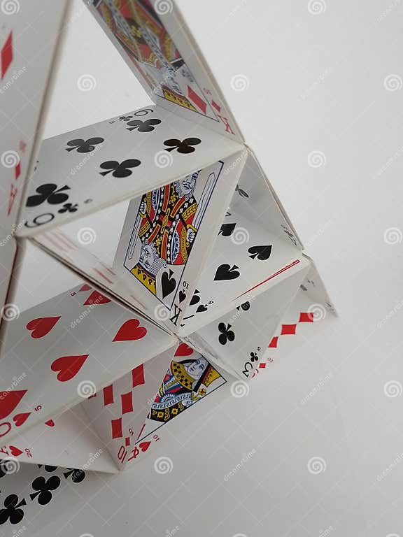 A Deck of Cards Arranged in a Pyramid Pattern on a White Background ...