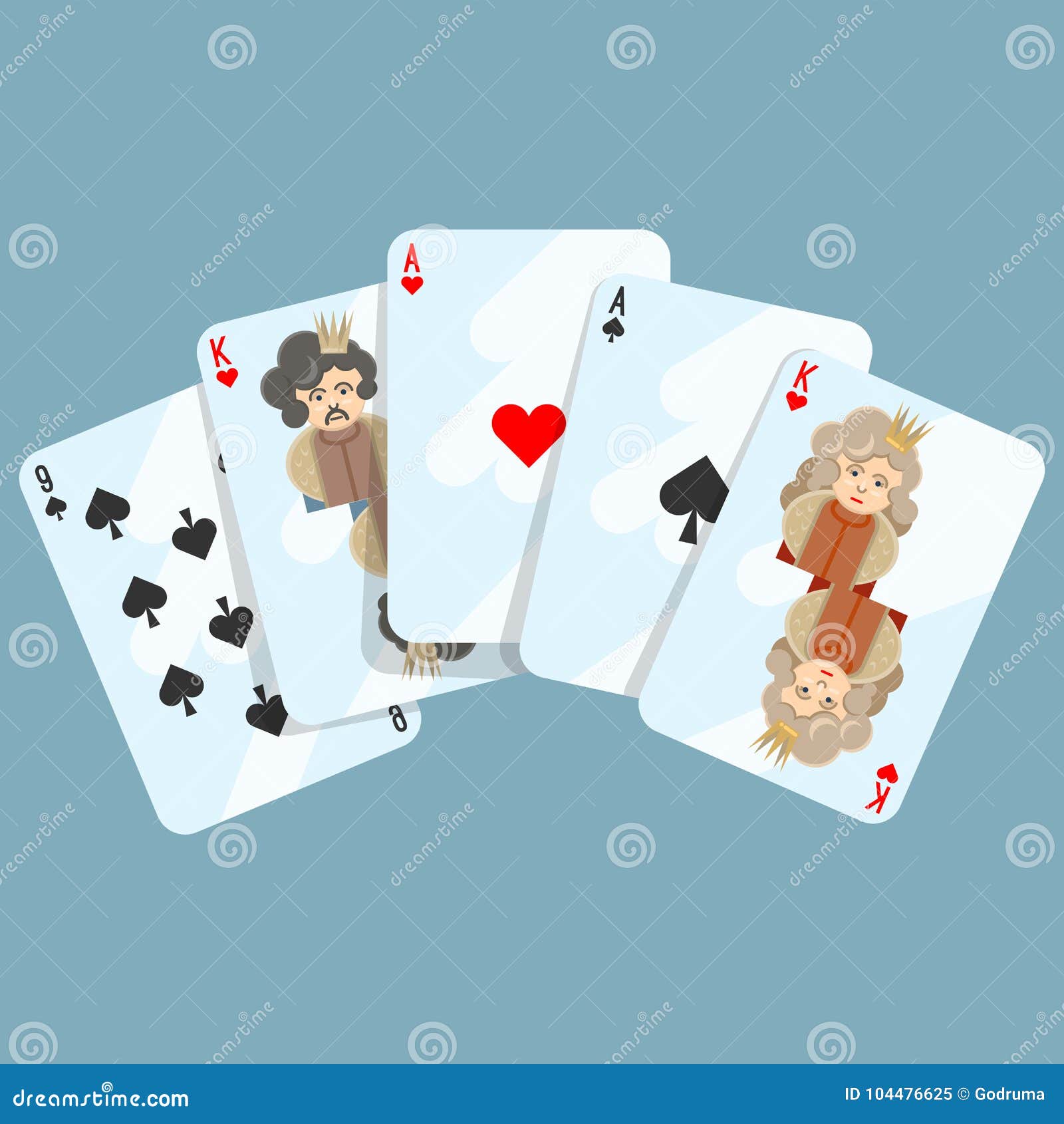 Deck of Cards Composition on Blue on Vector Illustration Stock Vector ...