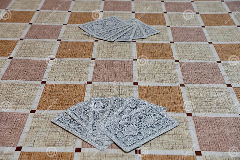 Deck of Cards Spread Out on a Table Stock Image - Image of texture ...
