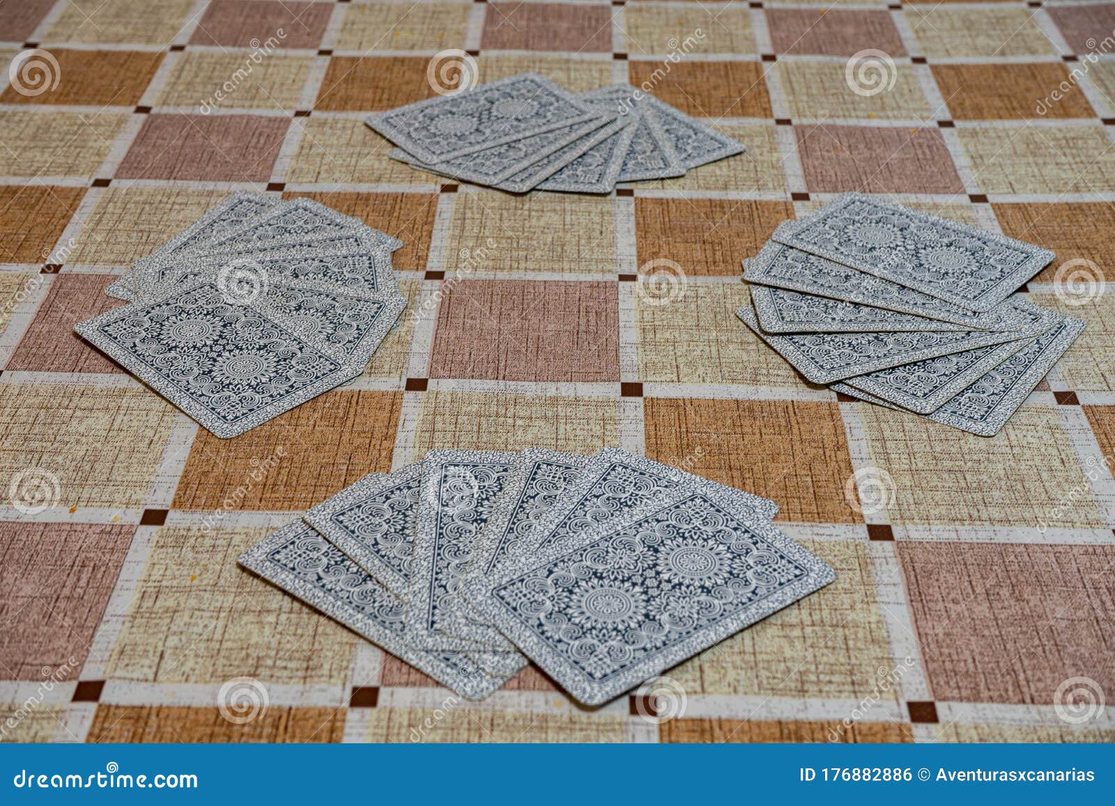Deck of Cards Spread Out on a Table Stock Photo - Image of mosaic ...