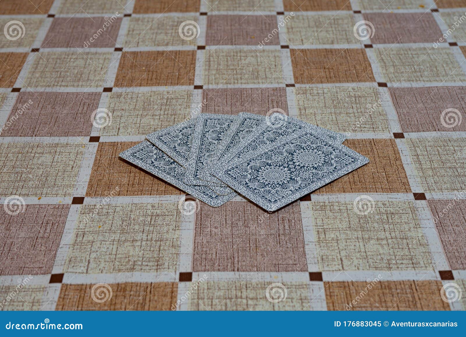 Deck of Cards Spread Out on a Table Stock Image - Image of tiles, clock ...