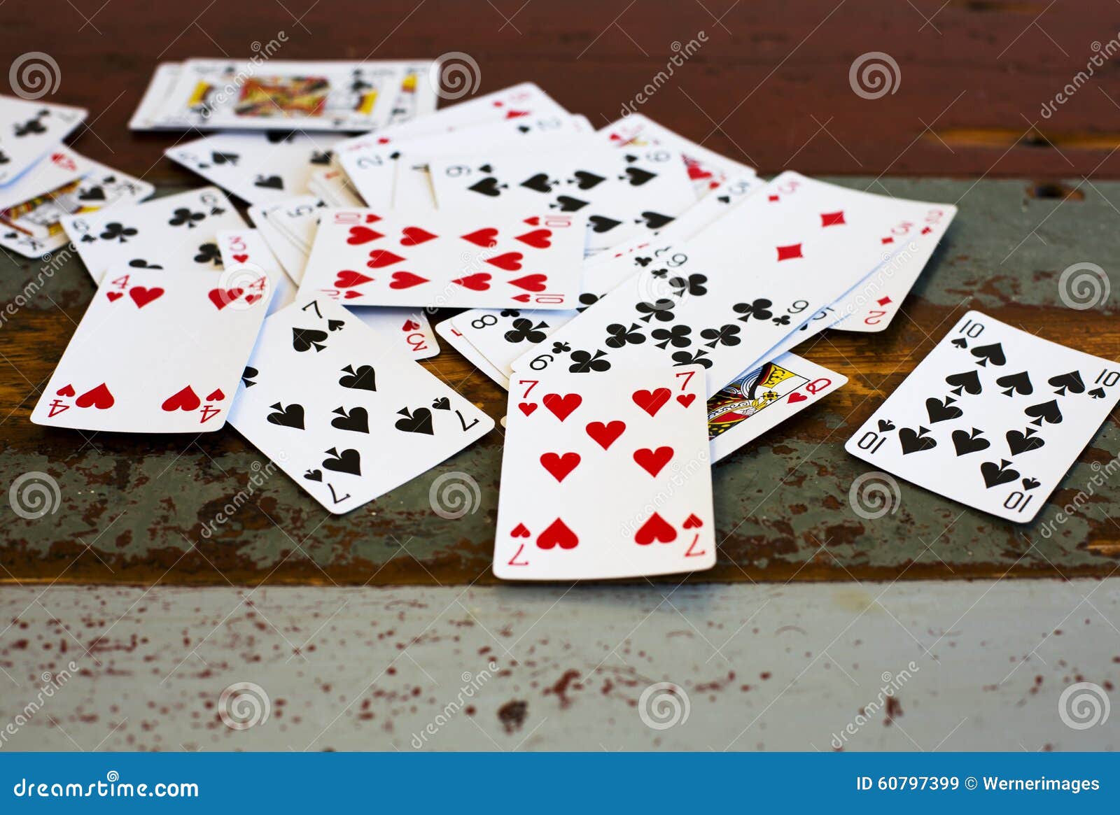 Deck of Cards on Vintage Table Stock Image - Image of concept, cards ...
