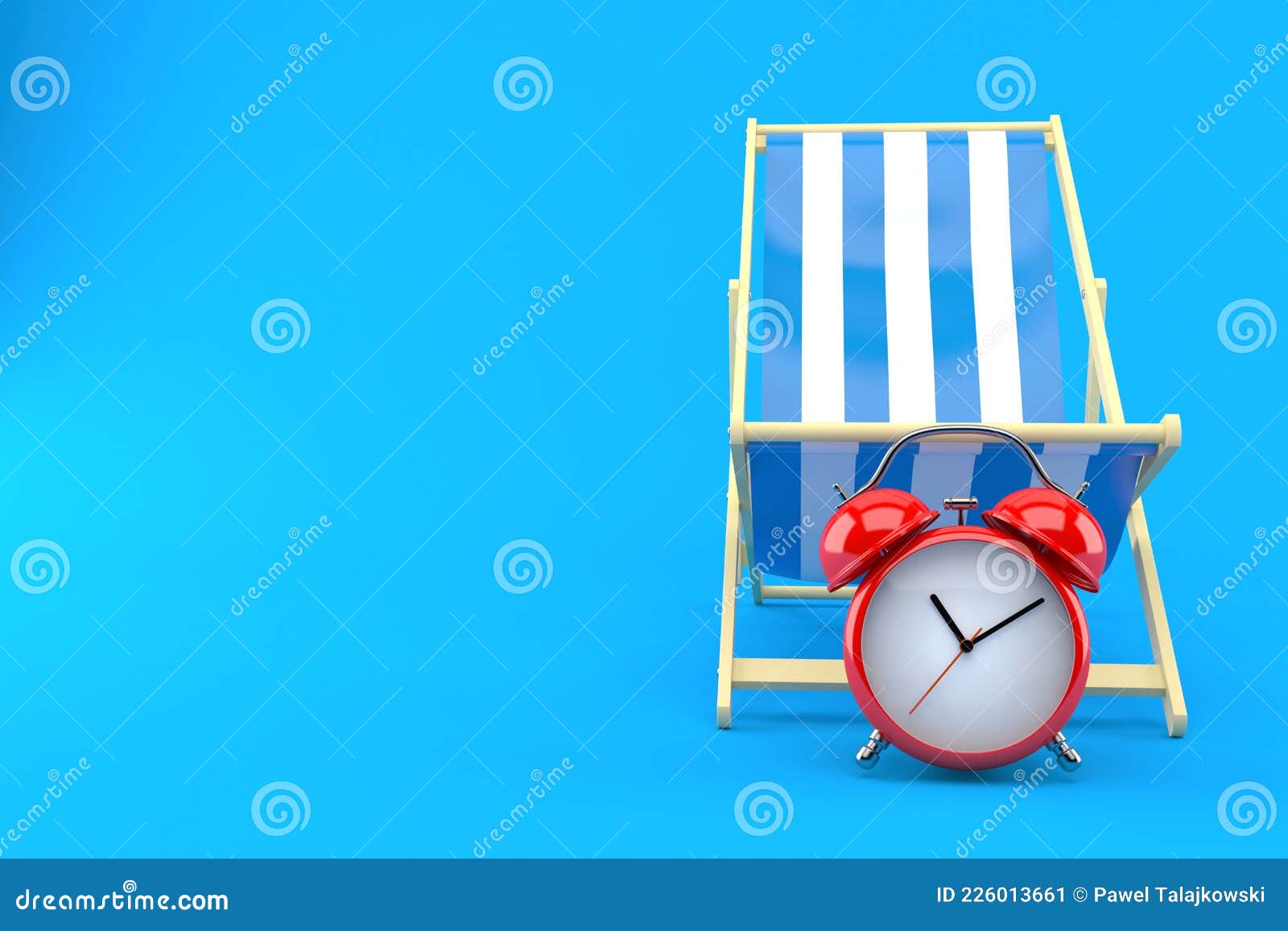Deck Chair with Alarm Clock Stock Illustration - Illustration of sleep ...