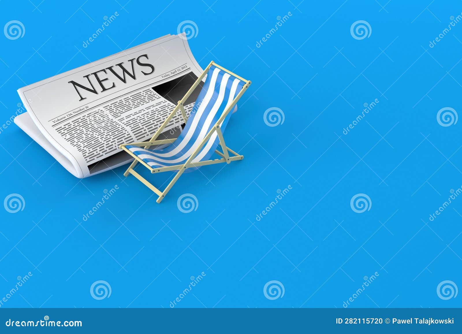Deck chair with newspaper stock illustration. Illustration of ...