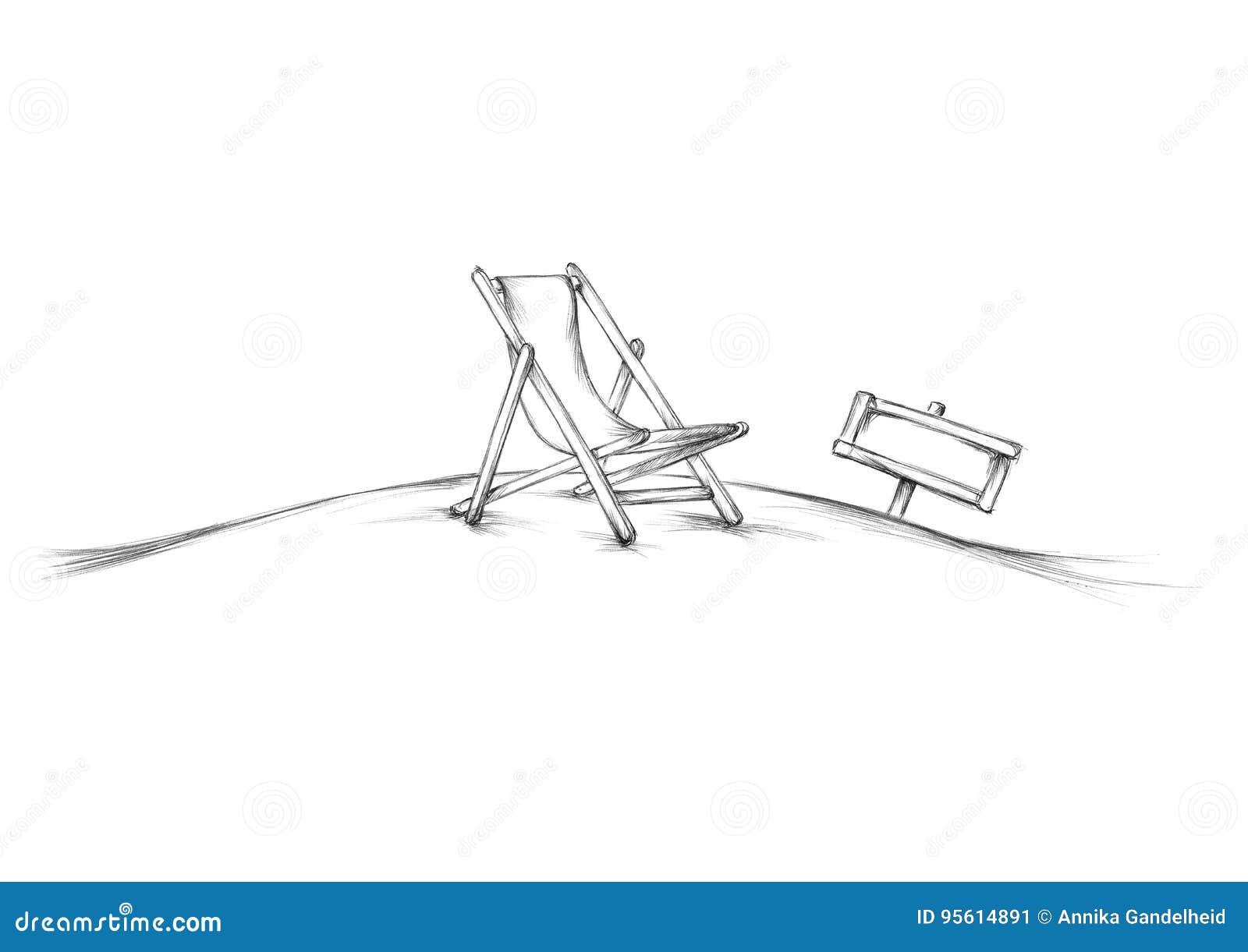 Deck Chair with a Sign on a Hill Stock Illustration - Illustration of ...