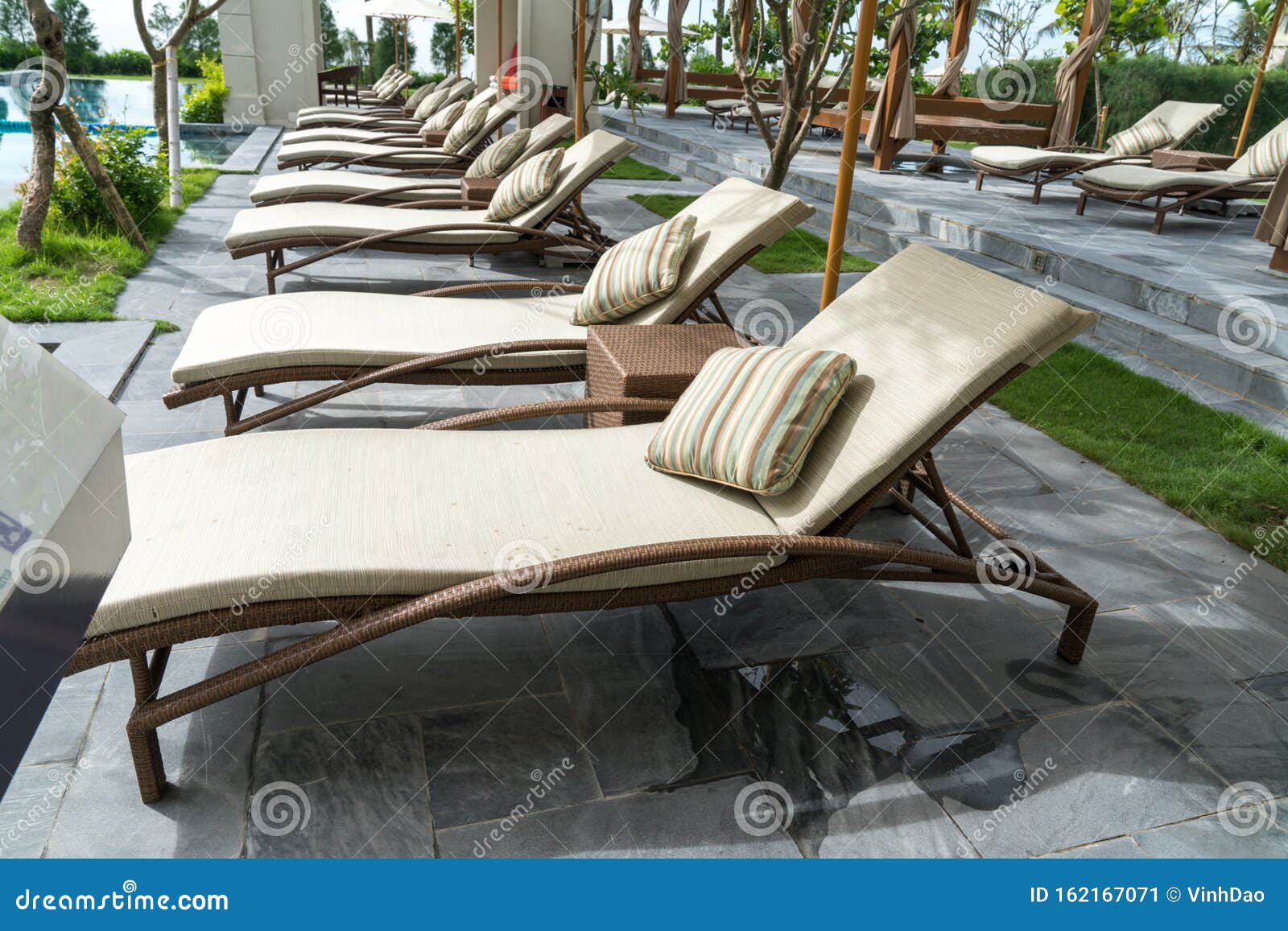 Deck Chairs by the Pool in Resort Stock Image - Image of holiday ...