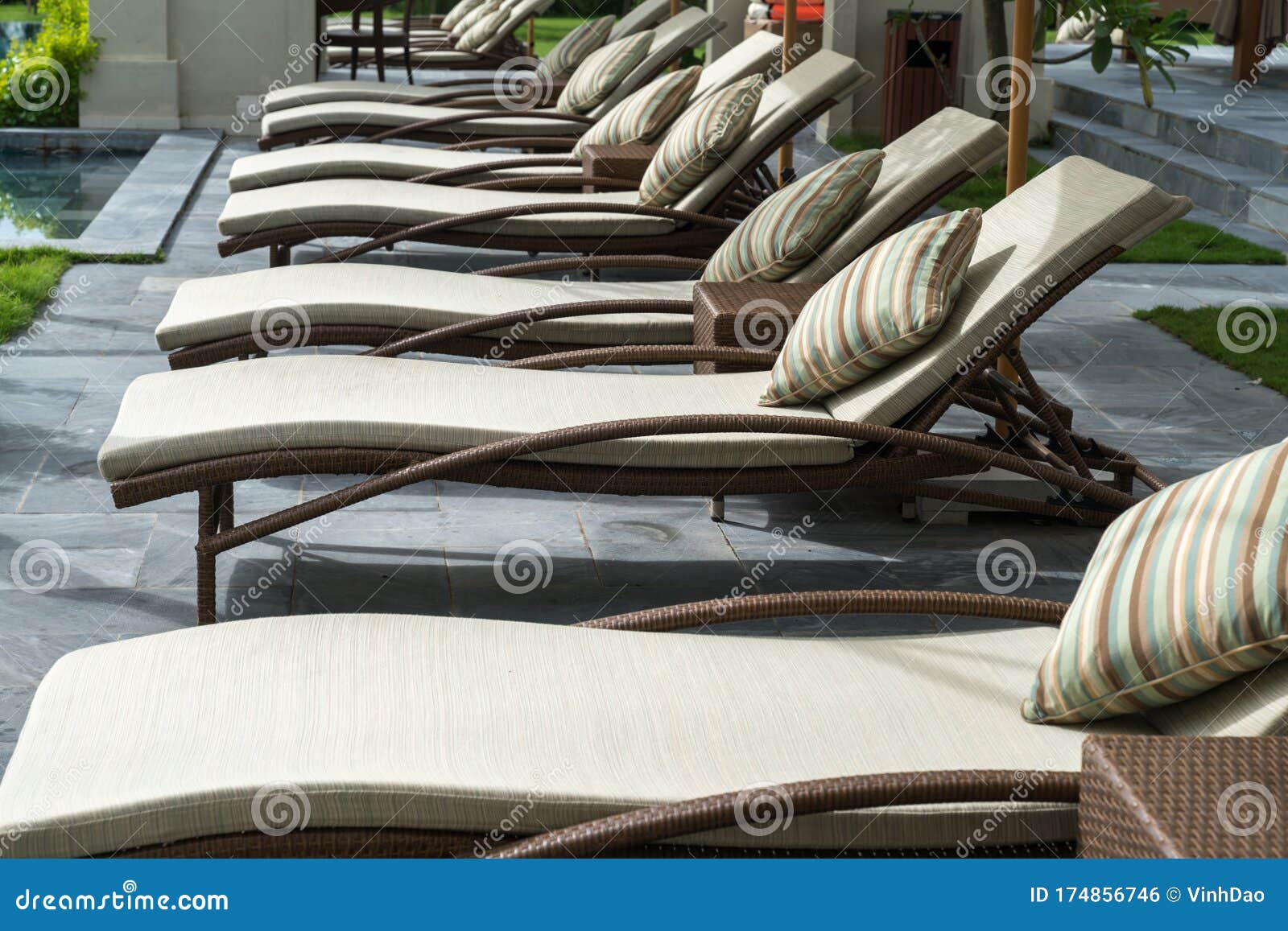 Deck Chairs by the Pool in Resort Stock Photo - Image of east, travel ...
