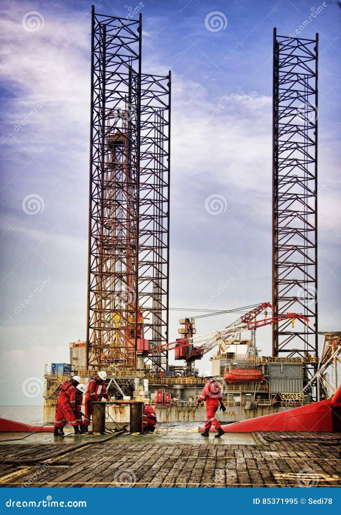 Deck crew working on deck editorial image. Image of drill - 85371995
