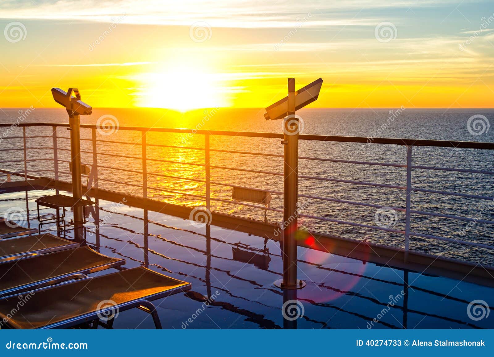 Deck of Cruise Ship Shining by Morning Sun Stock Image - Image of blue ...