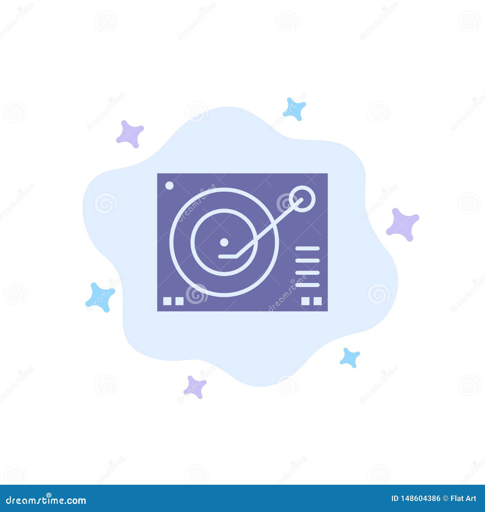 Deck, Device, Phonograph, Player, Record Blue Icon on Abstract Cloud ...