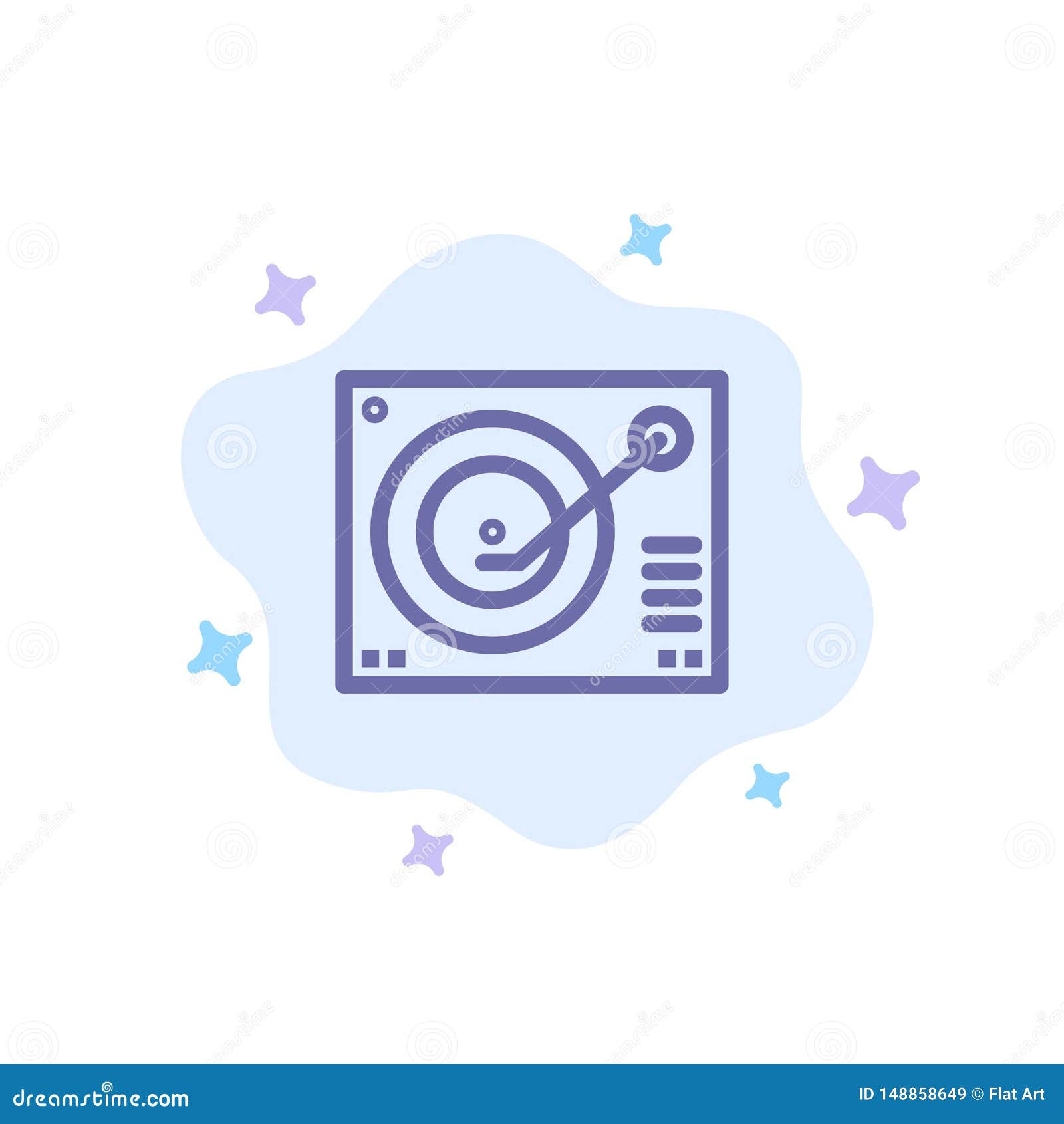 Deck, Device, Phonograph, Player, Record Blue Icon on Abstract Cloud ...