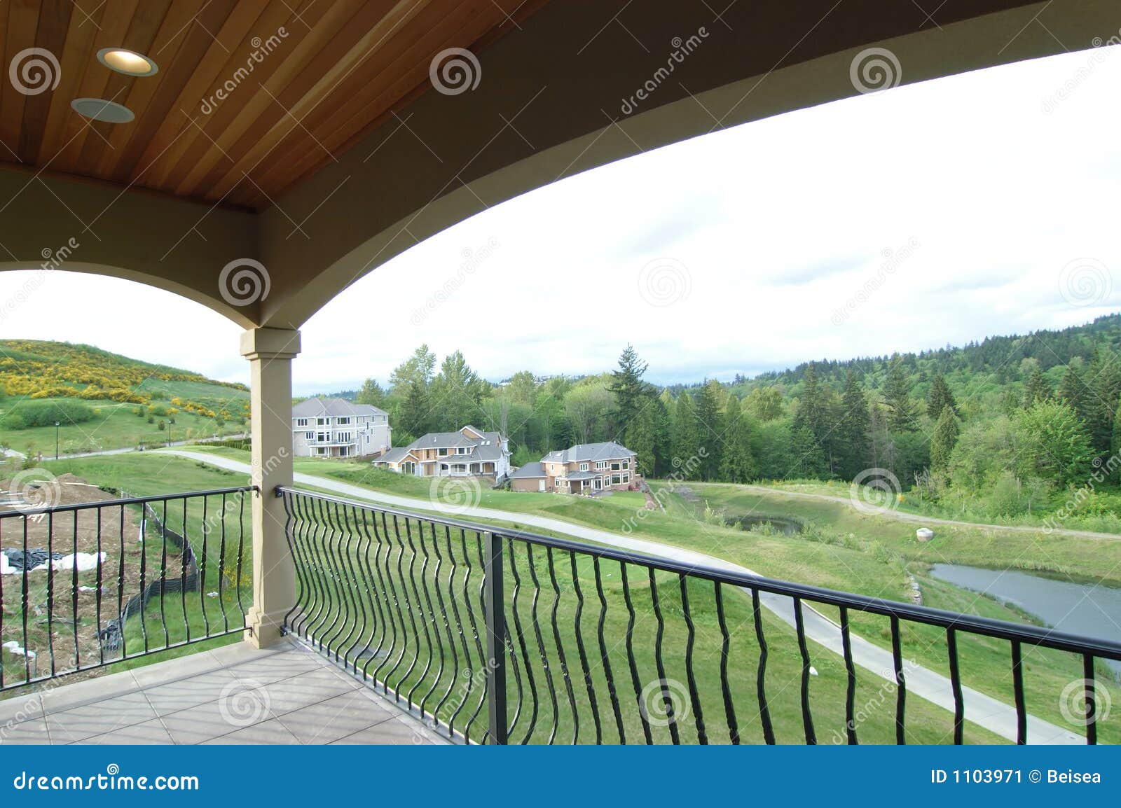 Deck with golf course view stock image. Image of construction - 1103971