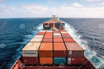 The Deck of a Massive Container Ship is Shown, with Rows of Stacked ...