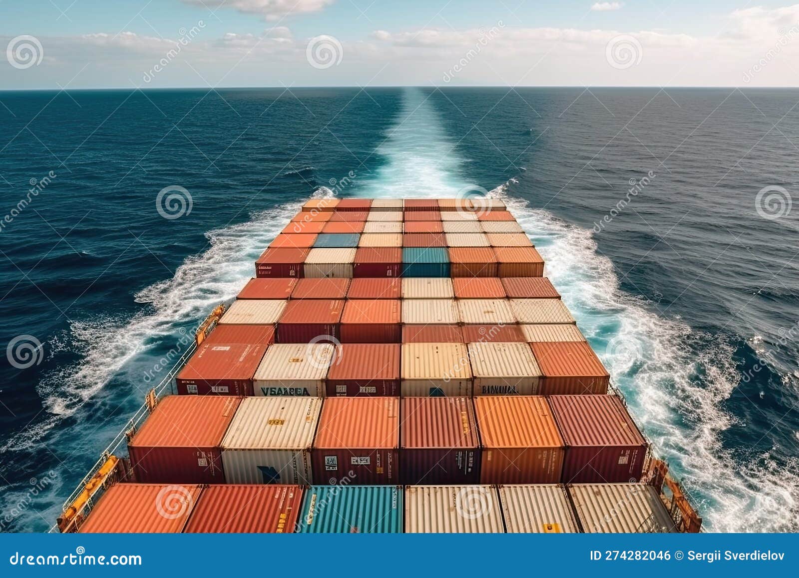 The Deck of a Massive Container Ship is Shown, with Rows of Stacked ...