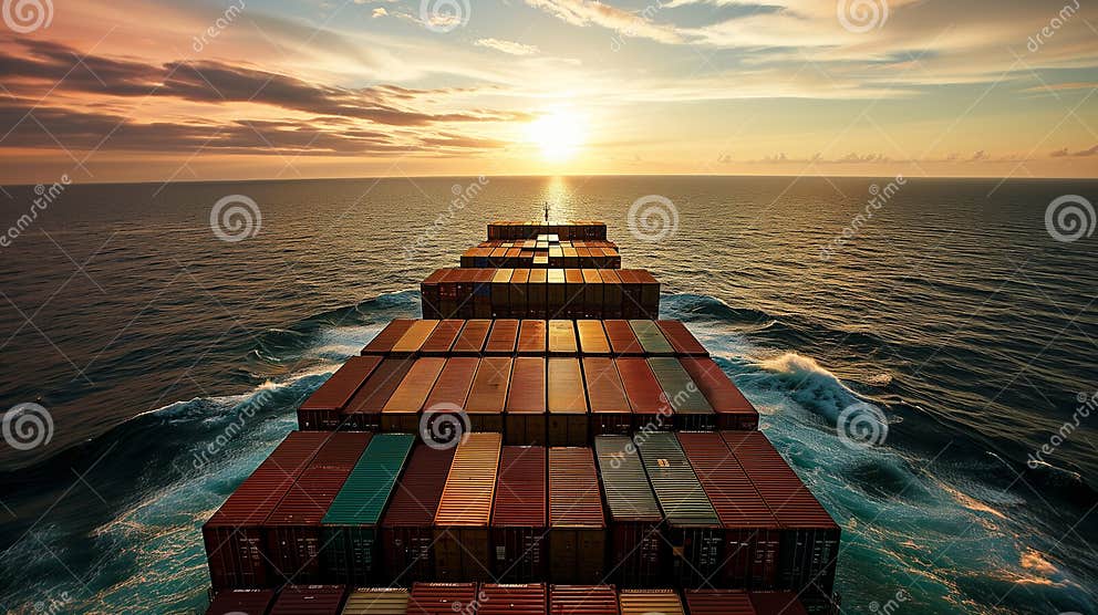The Deck of a Massive Container Ship is Shown, with Rows of Stacked ...
