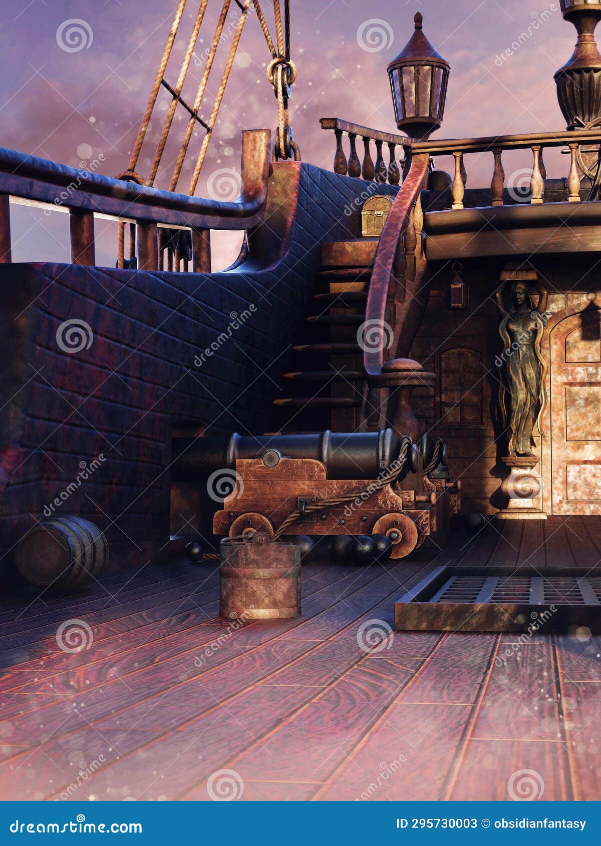 Deck of an old pirate ship stock illustration. Illustration of pirate ...