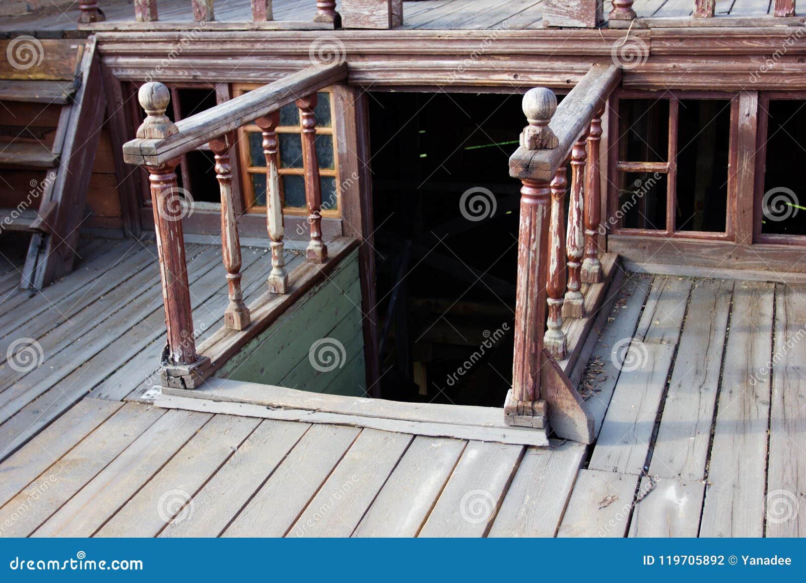 Deck on an old ship stock photo. Image of cabin, history - 119705892
